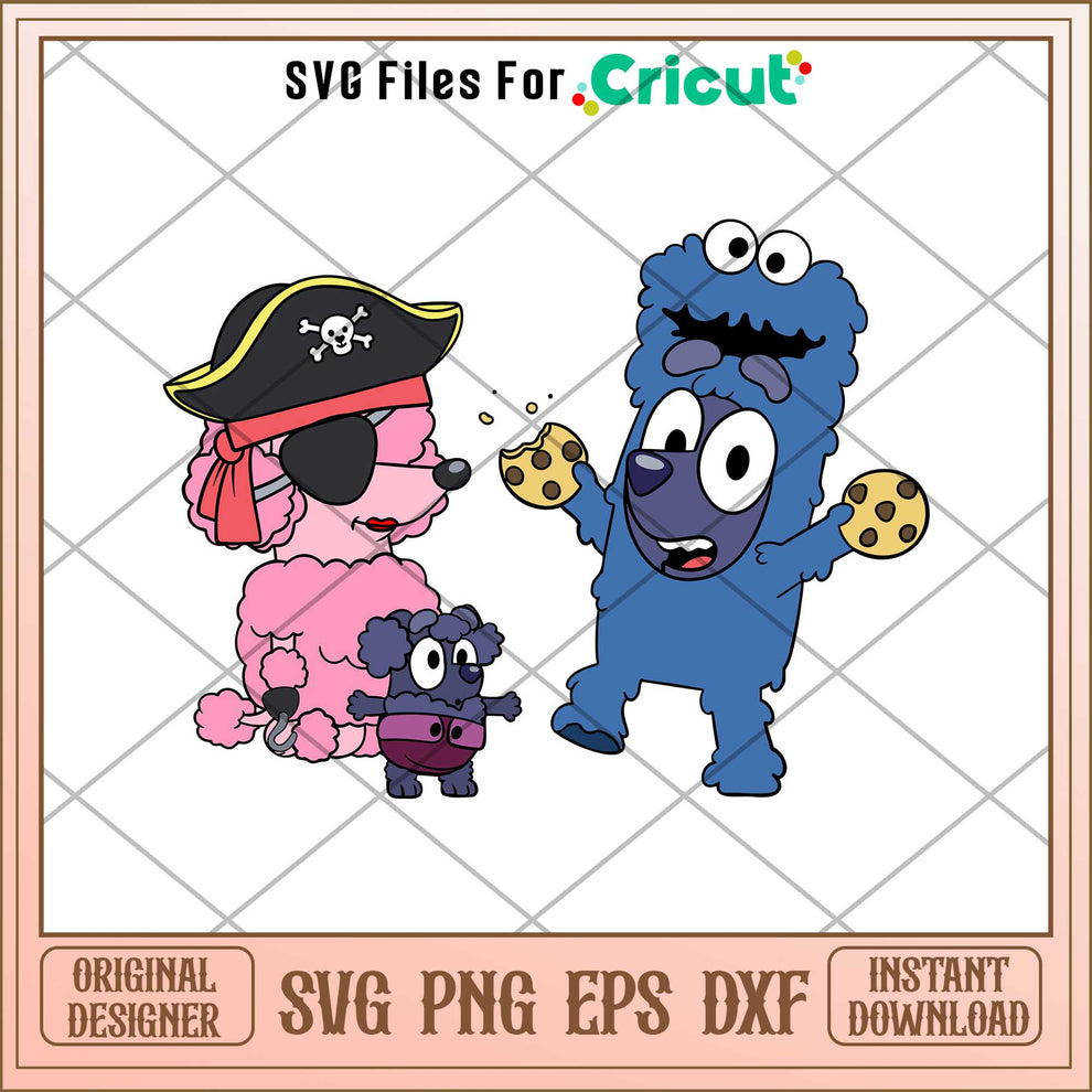 Coco and jean luc bluey pirate svg, bluey characters svg, Digital Down ...