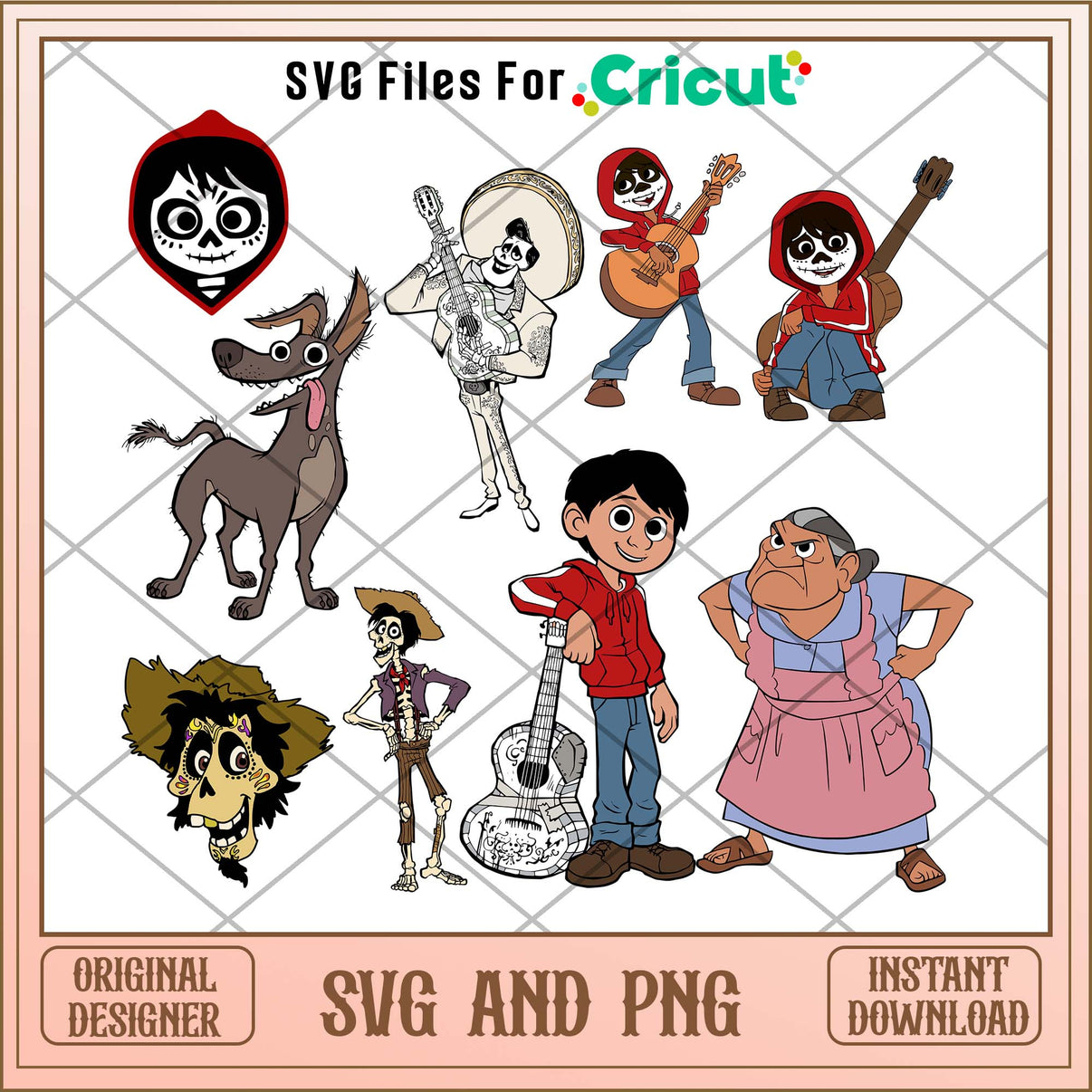 Disney Coco cartoon family svg bundle – svg files for cricut