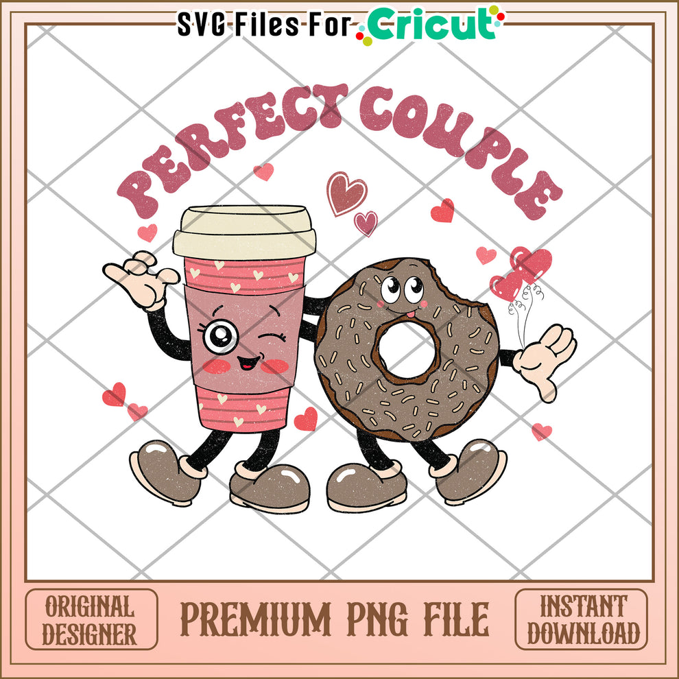Coffee Donut Couple PNG Valentines Day – svg files for cricut