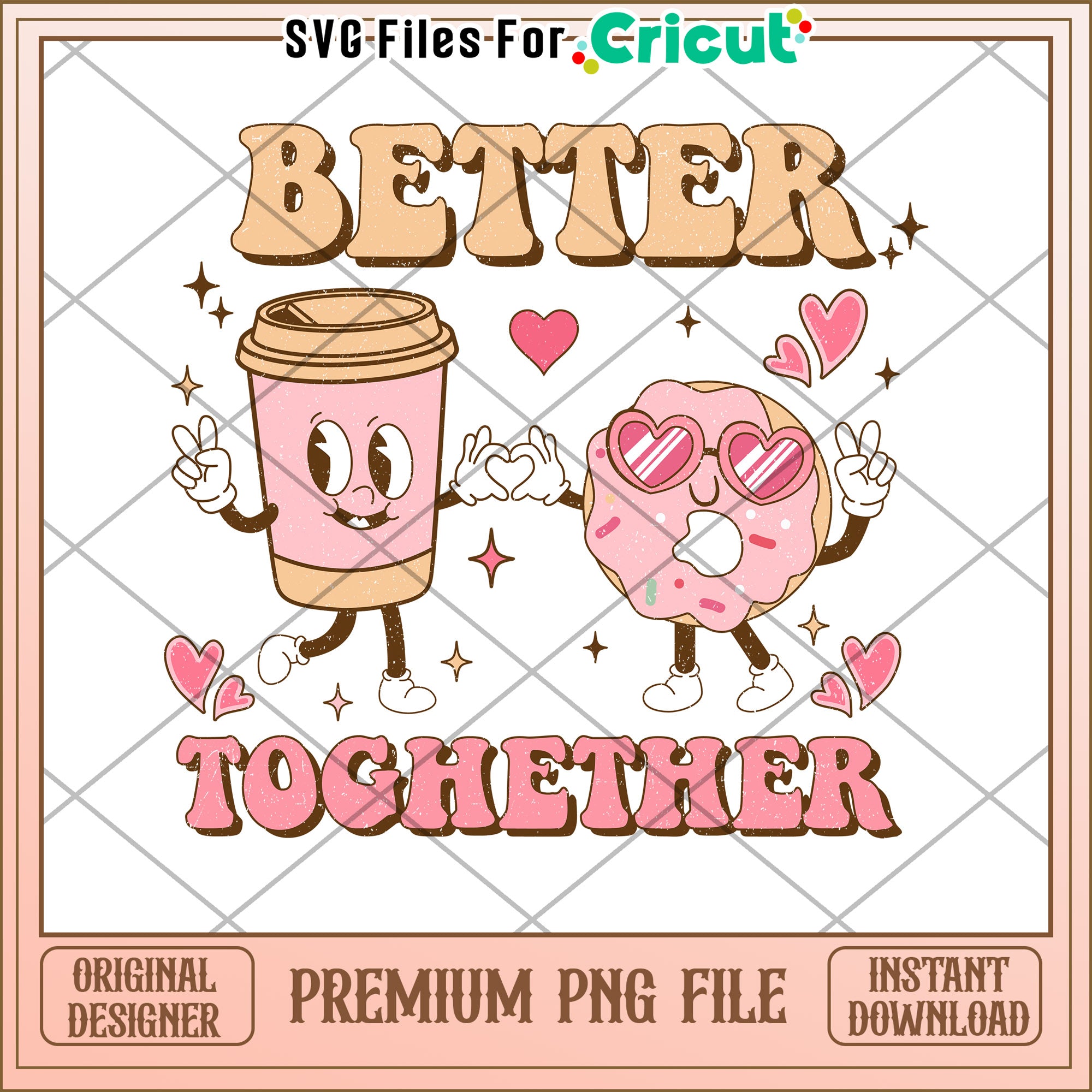 Coffee Donut Friends PNG Design – svg files for cricut