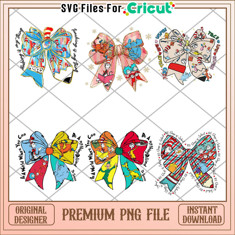 Colorful Bow Designs Bundle Premium PNG Instant Download – svg files ...
