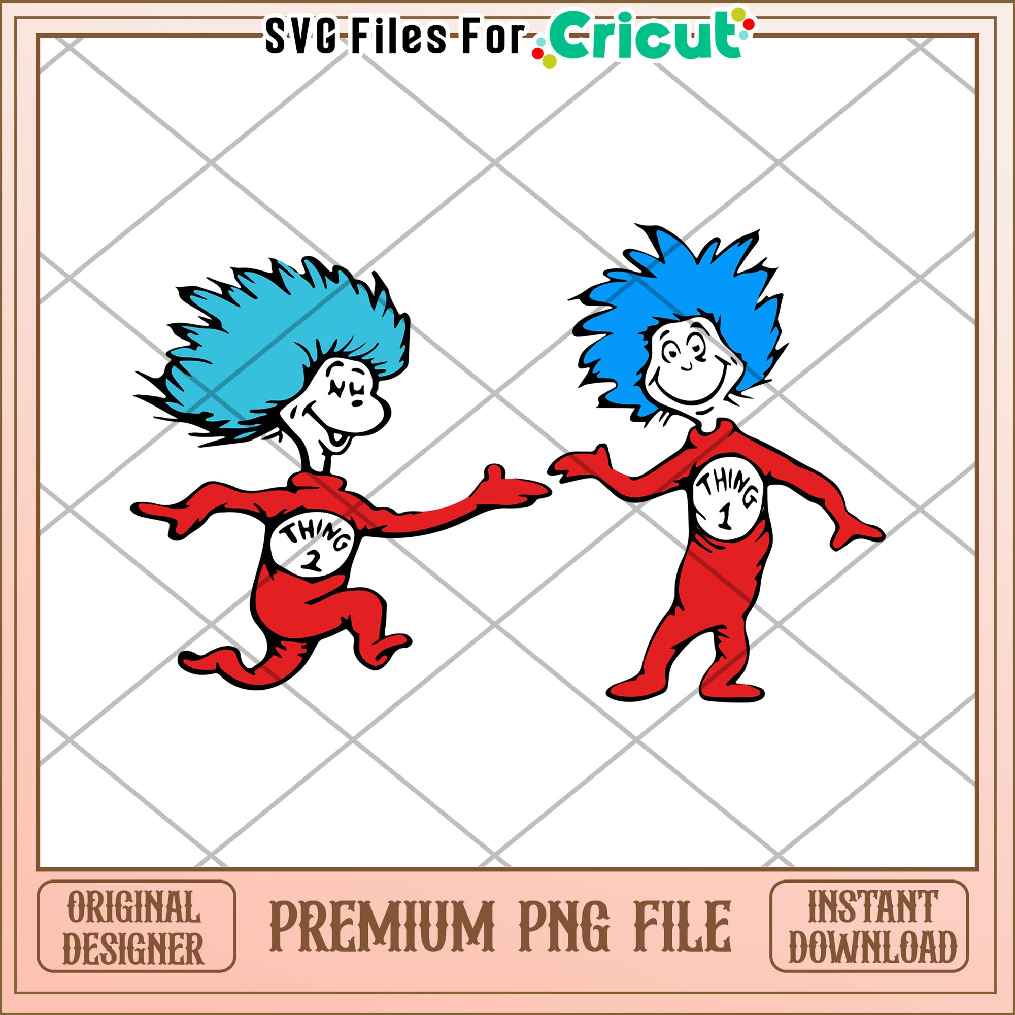 Colorful Cartoon Characters Thing 1 and Thing 2 PNG File – svg files ...