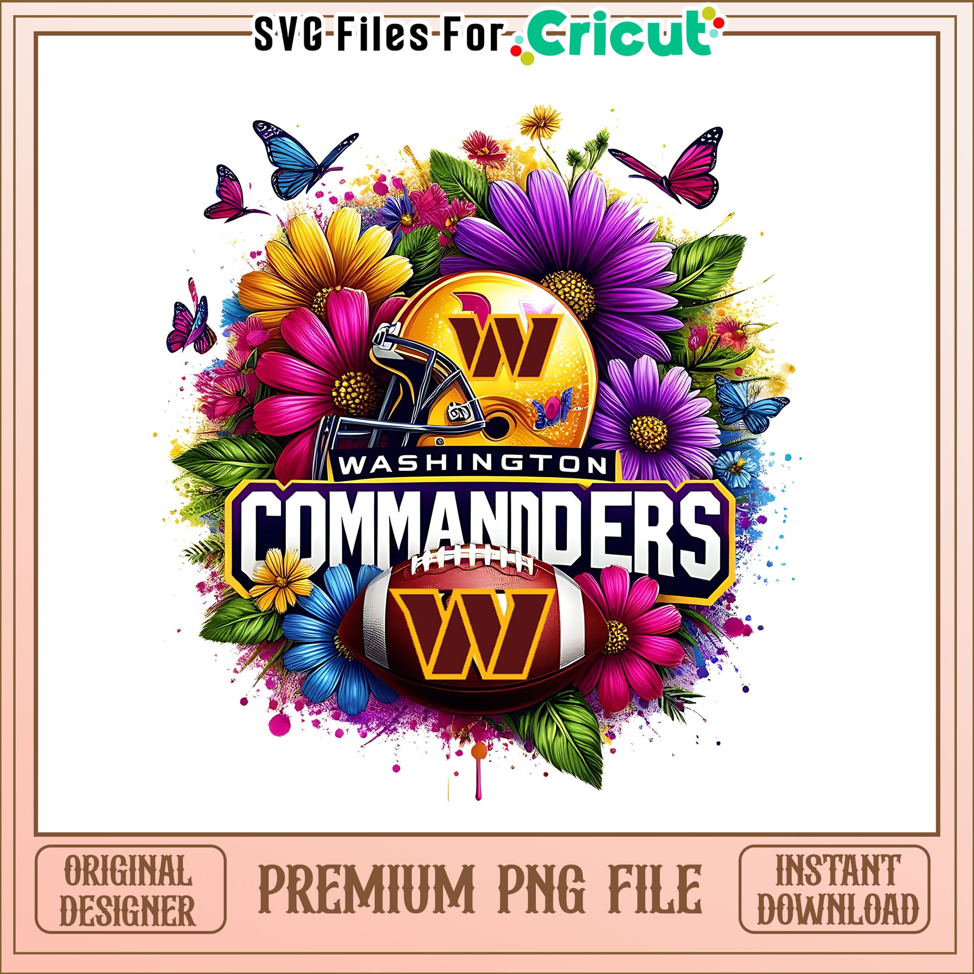Commanders logo vintage flower png, Washington Commanders png, NFL png ...