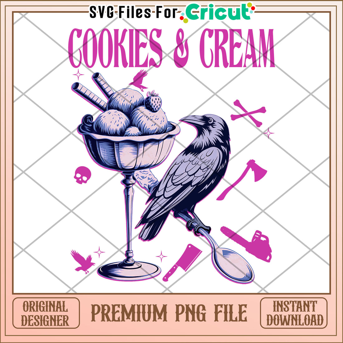 Cookies & Cream Ice Cream Raven PNG – svg files for cricut