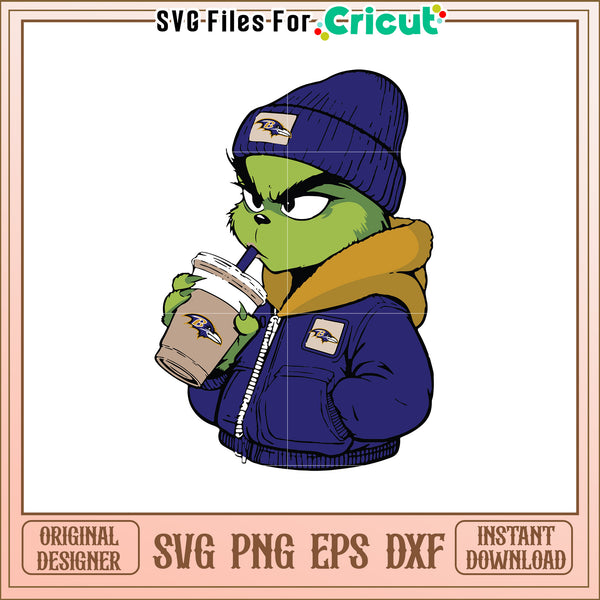 Cool Grinch Drinking Coffee SVG Design for Fans – svg files for cricut