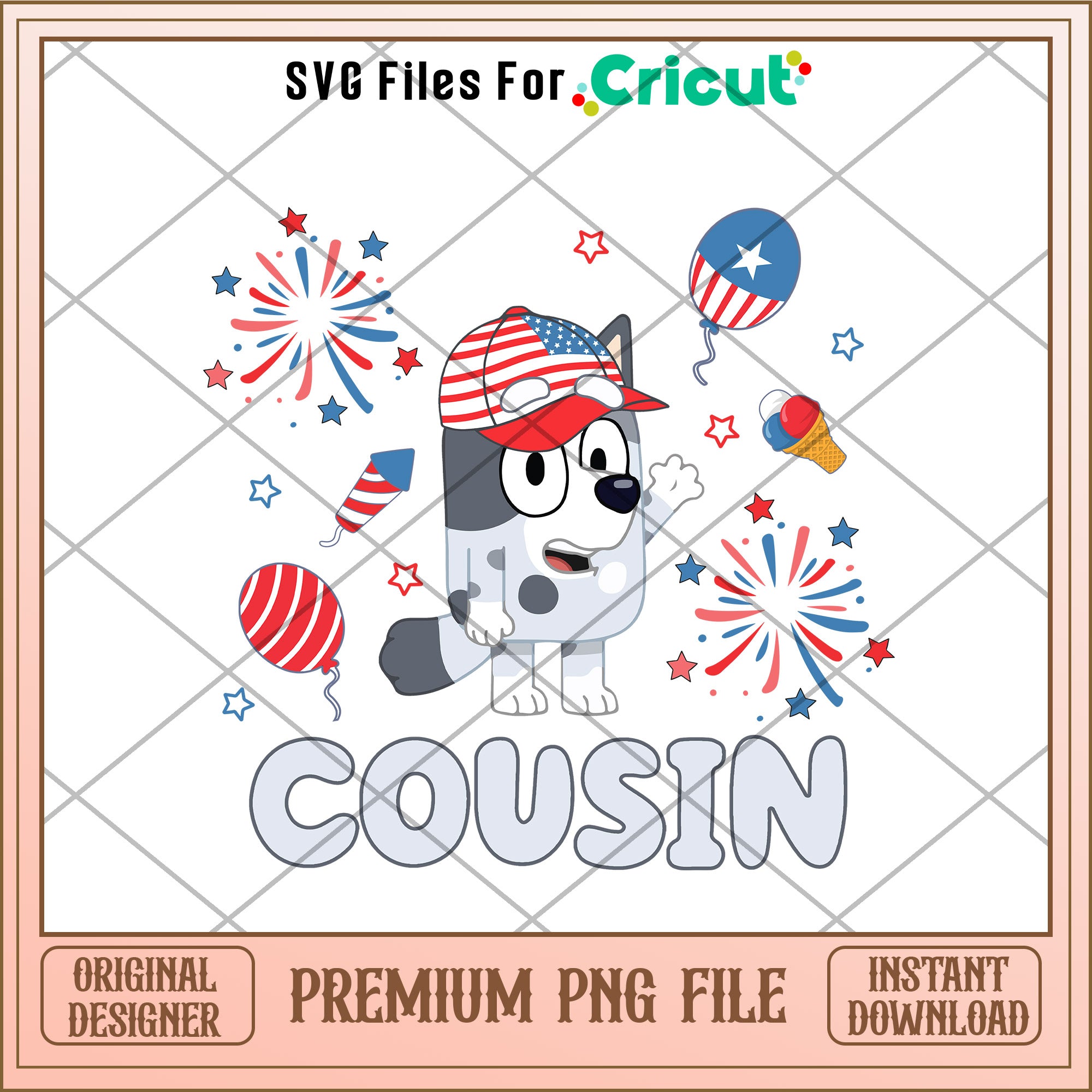 Cousin 4th of July cartoon png – svg files for cricut