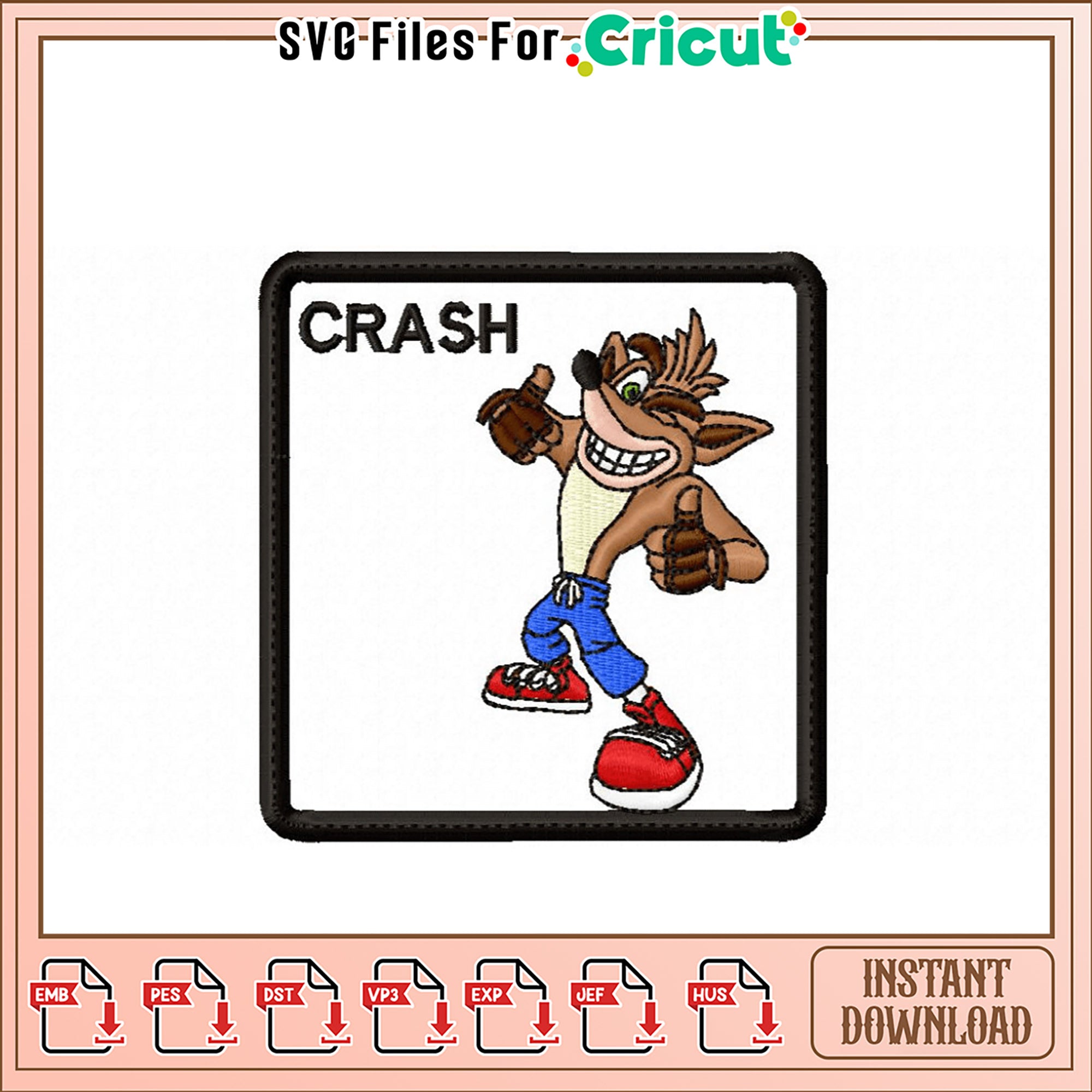 Crash Bandicoot Embroidery Design Instant Download – svg files for cricut