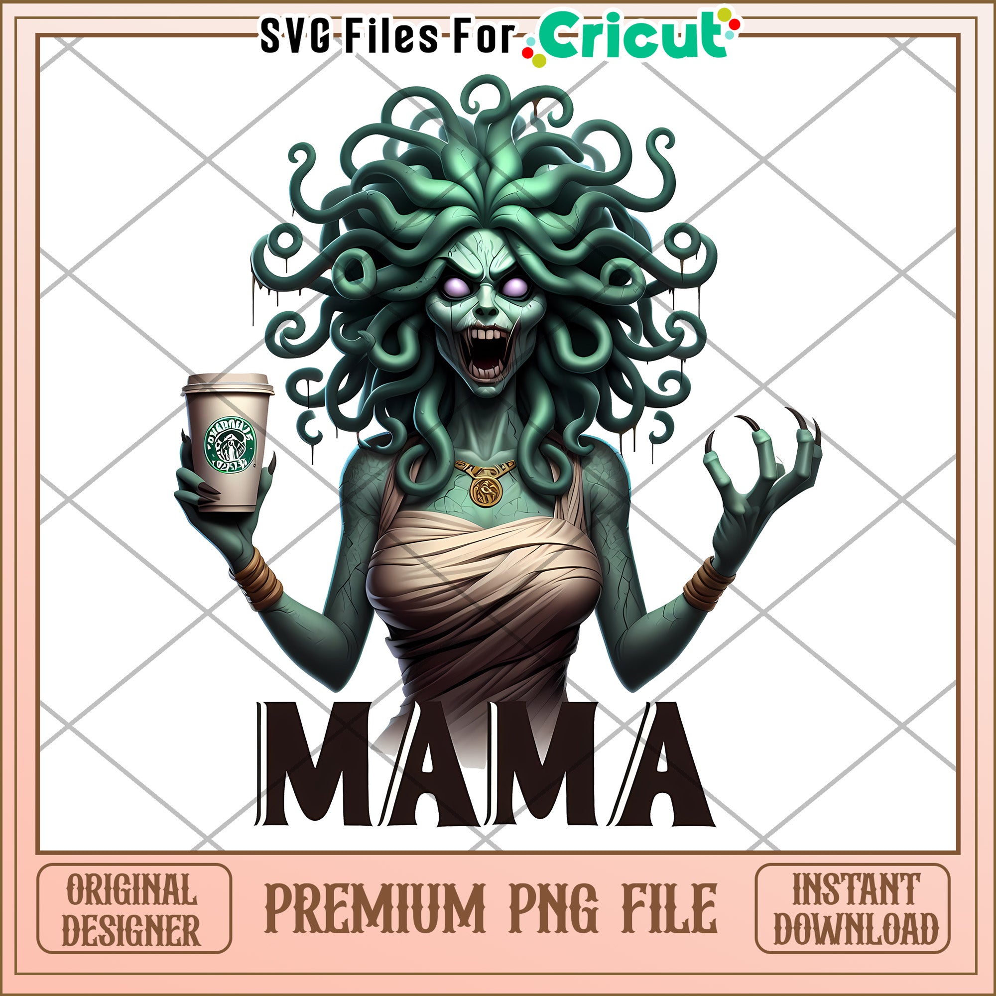 Creepy Medusa Mama PNG Design for Cricut Crafting – svg files for cricut
