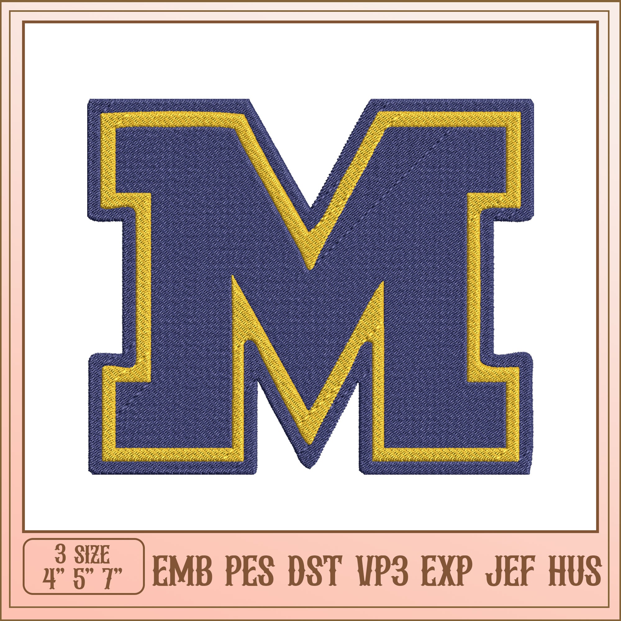 Custom Embroidery Design Letter M in Three Sizes for Sewing – svg files ...