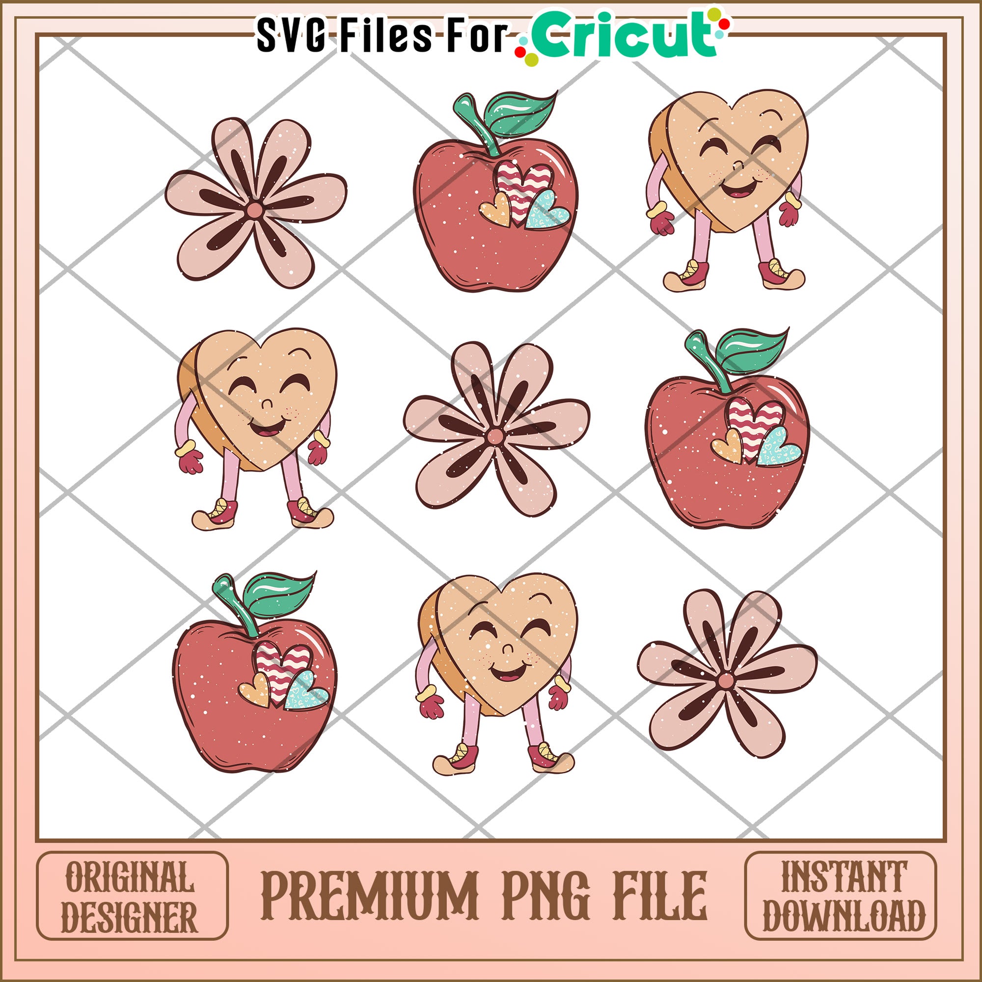 Cute Apple Heart Flower PNG Clipart – svg files for cricut