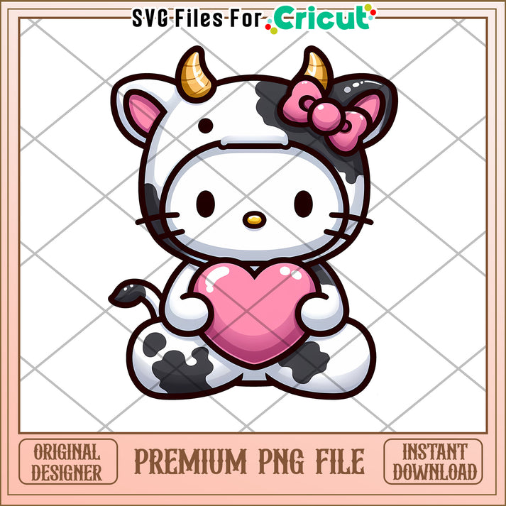 Cute Cow Hello Kitty PNG File for Instant Download – svg files for cricut