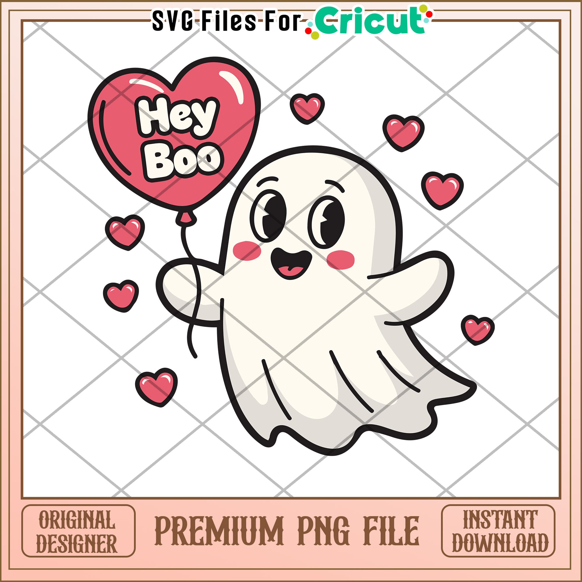 Cute Ghost Hey Boo PNG Valentine's – svg files for cricut
