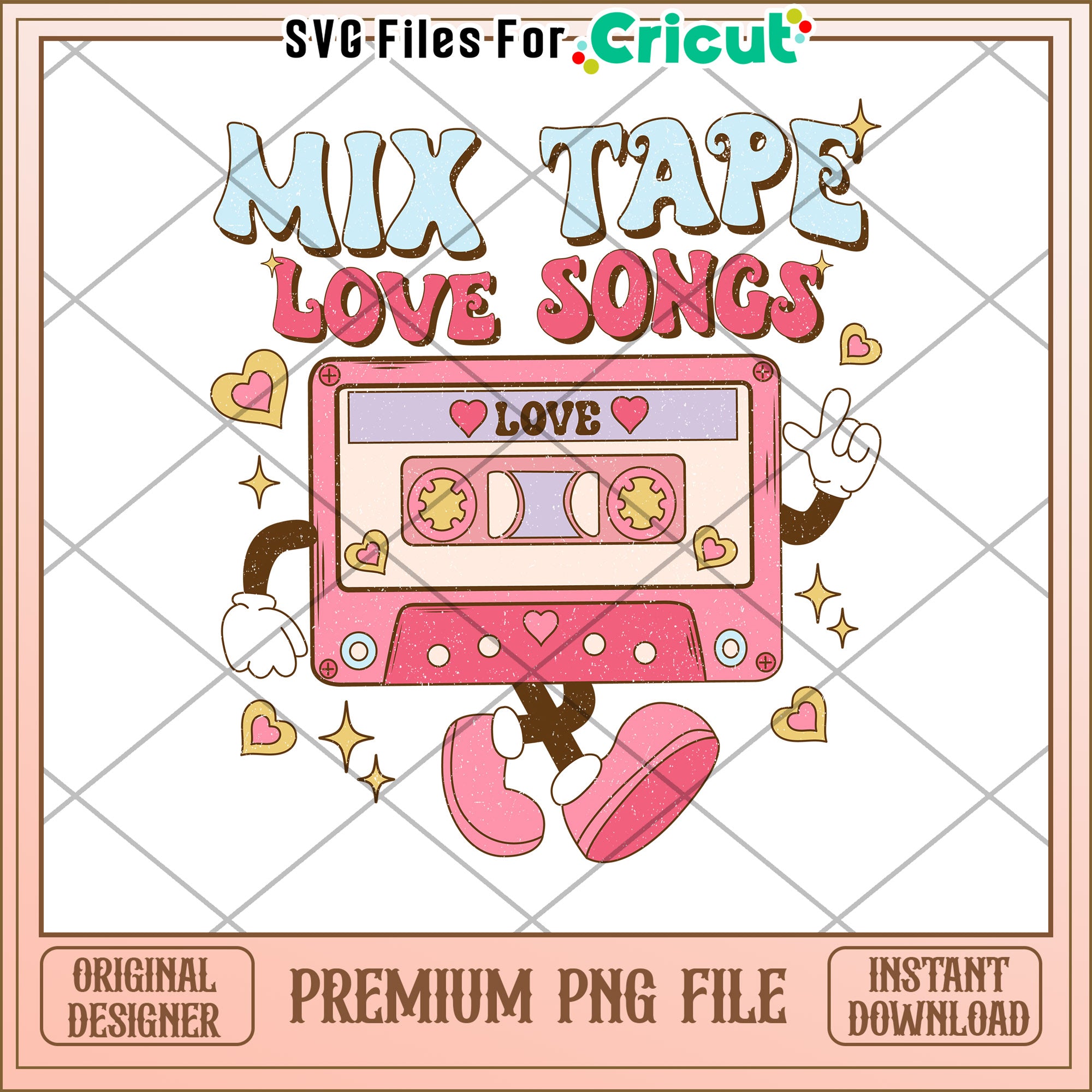 Cute Mix Tape Love Songs Premium PNG File Download – svg files for cricut