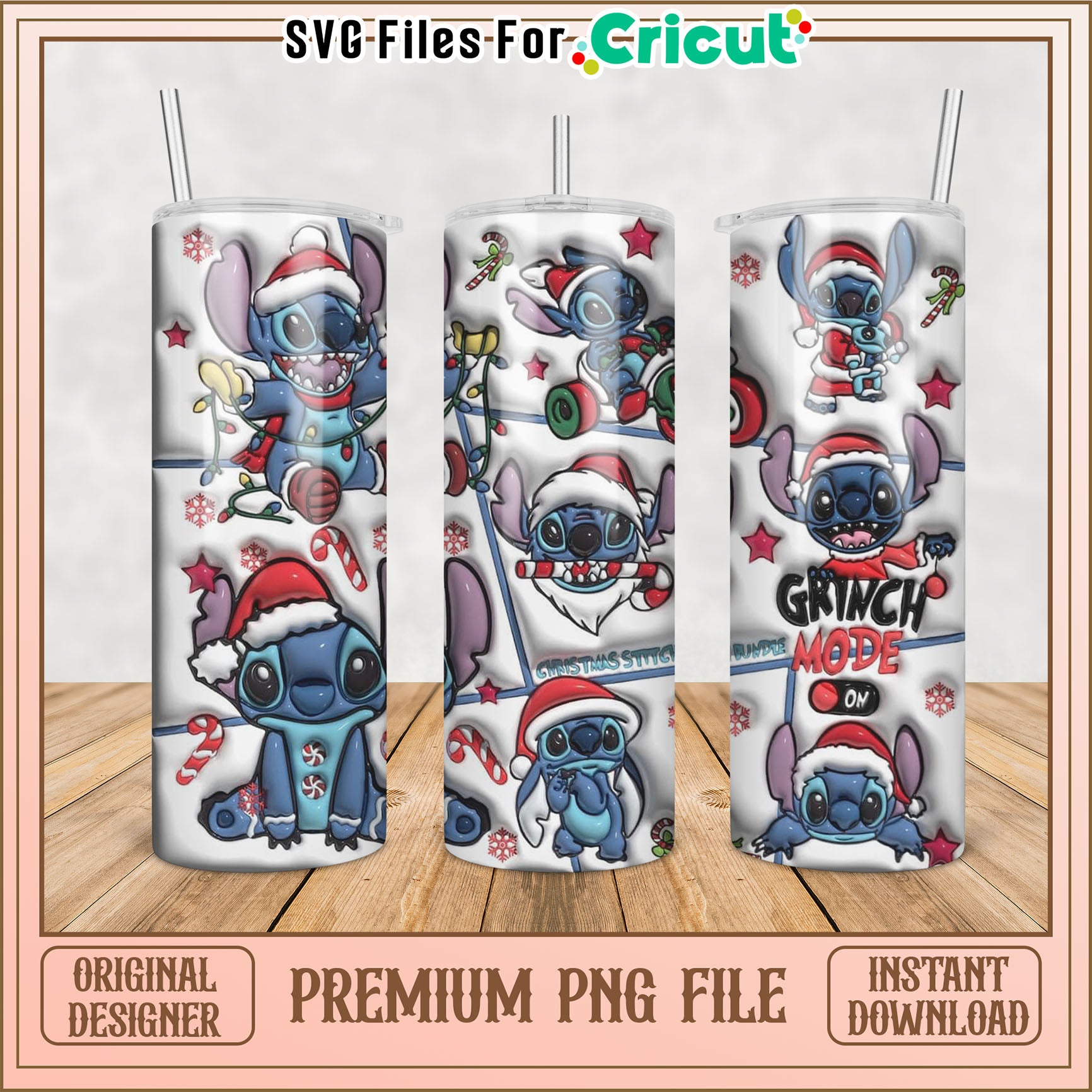 Cute Stitch Grinch Mode Tumbler Design PNG for Christmas Fun – svg ...