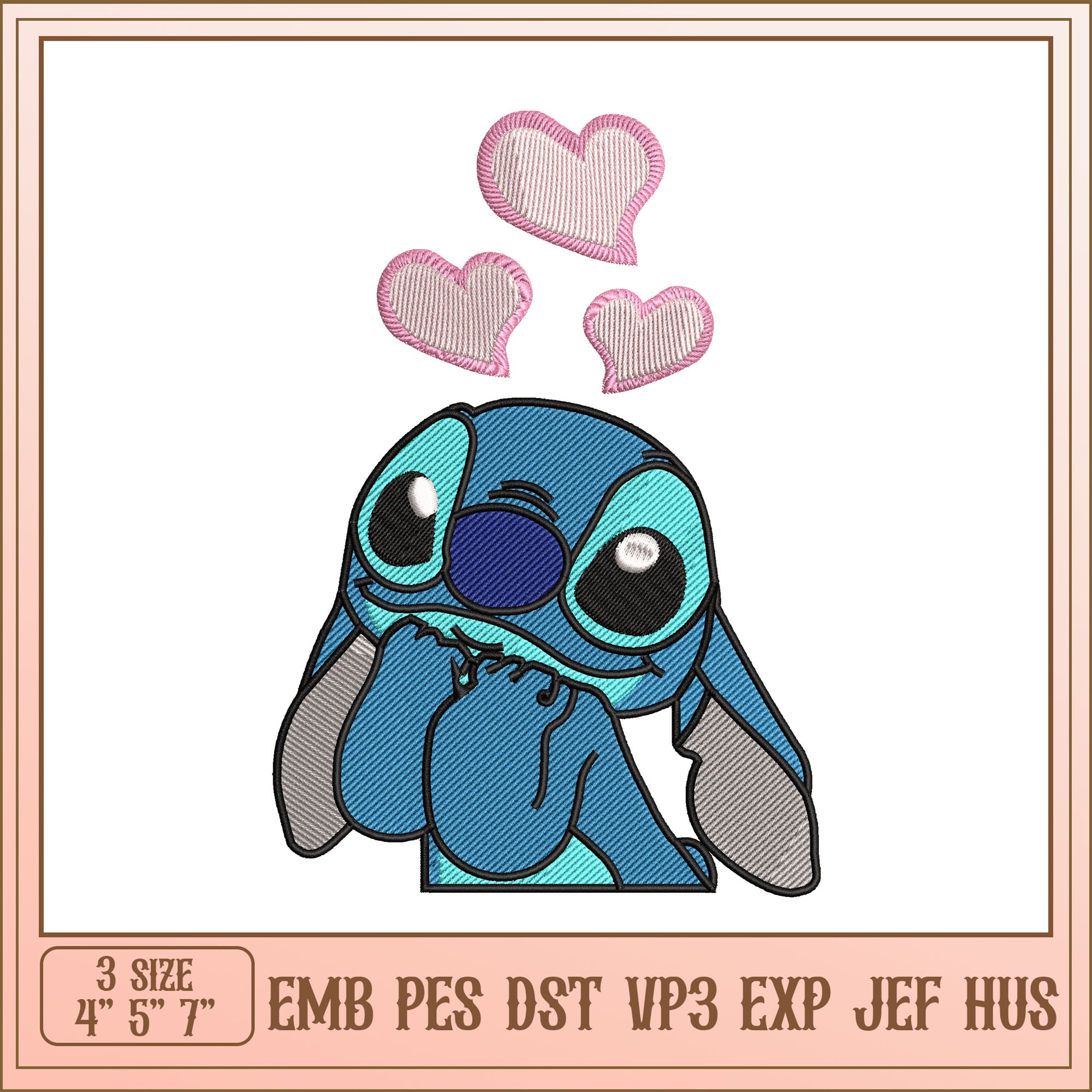 Cute Stitching Embroidery Design with Hearts and Character Art – svg ...