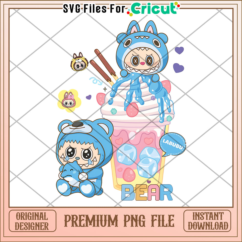 Cute blue bear labubu png, cute labubu png, labubu popmart png – svg ...