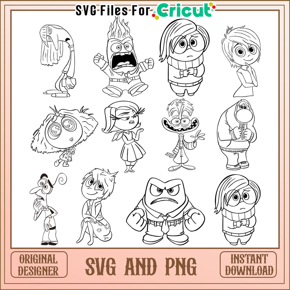 Inside out characters coloring bundle svg, inside out svg – svg files ...