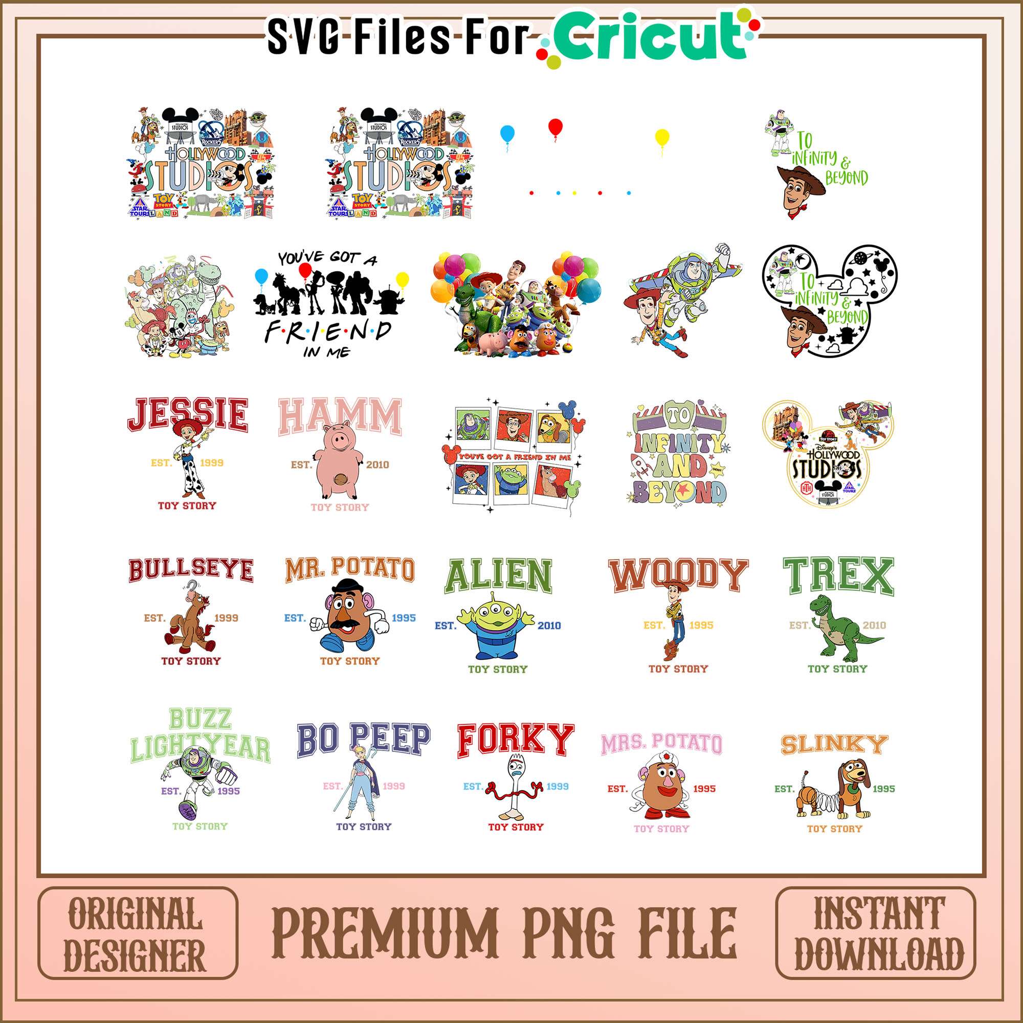 Woody friends est 1995 toy story bundle png, toy story png – svg files ...