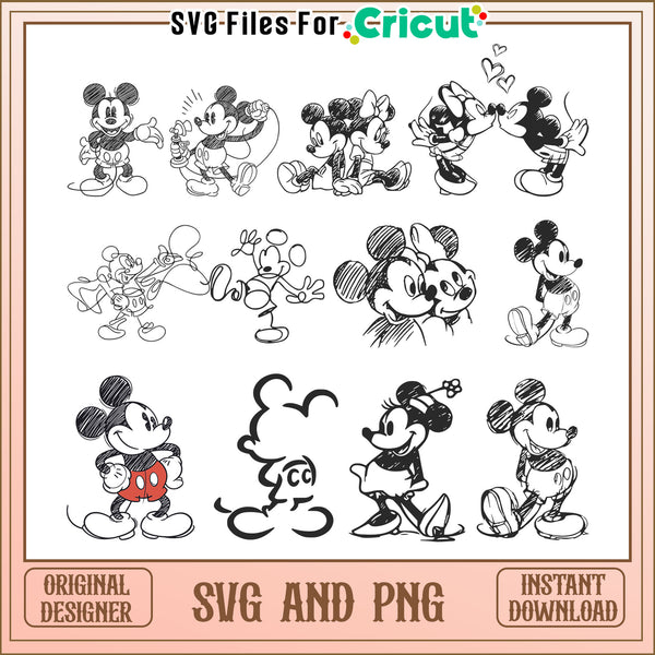 Mickey mouse black white bundle svg, minnie and mickey svg – svg files ...