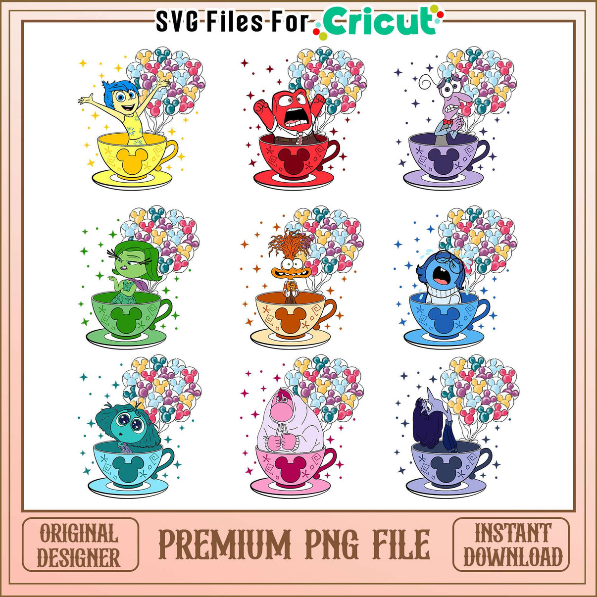 Inside out characters with balloon bundle png, inside out 2 characters ...