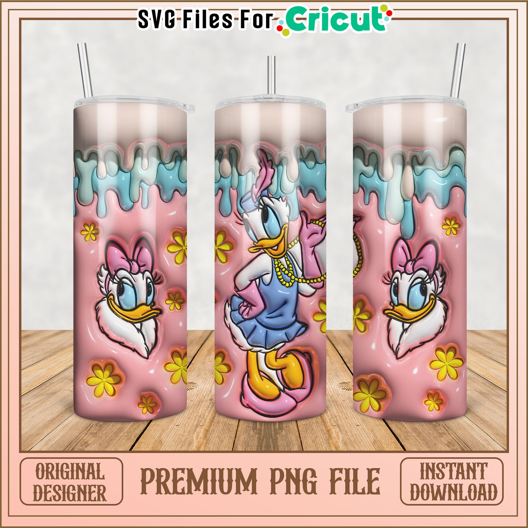 Daisy Duck Tumbler PNG Sublimation Design – svg files for cricut