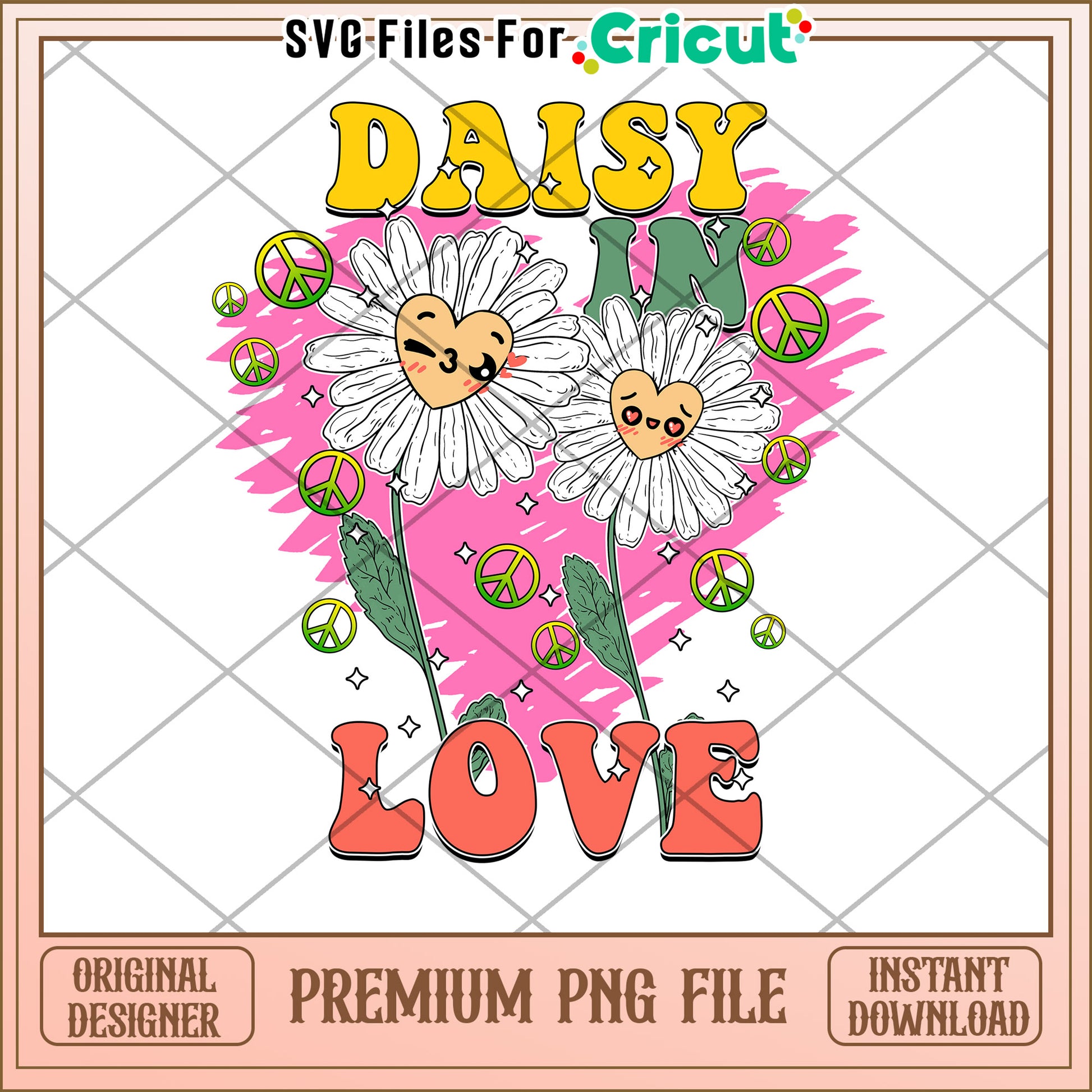 Daisy Love PNG Peace Sign Design – svg files for cricut