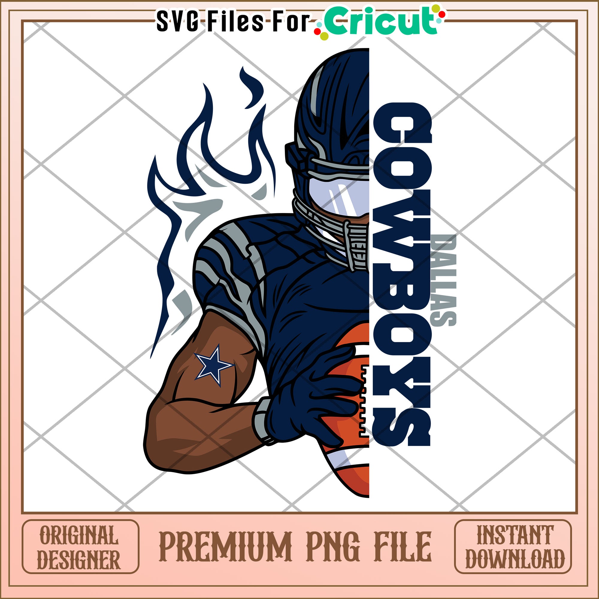 Dallas Cowboys Football Player Graphic Design, Instant Download PNG ...