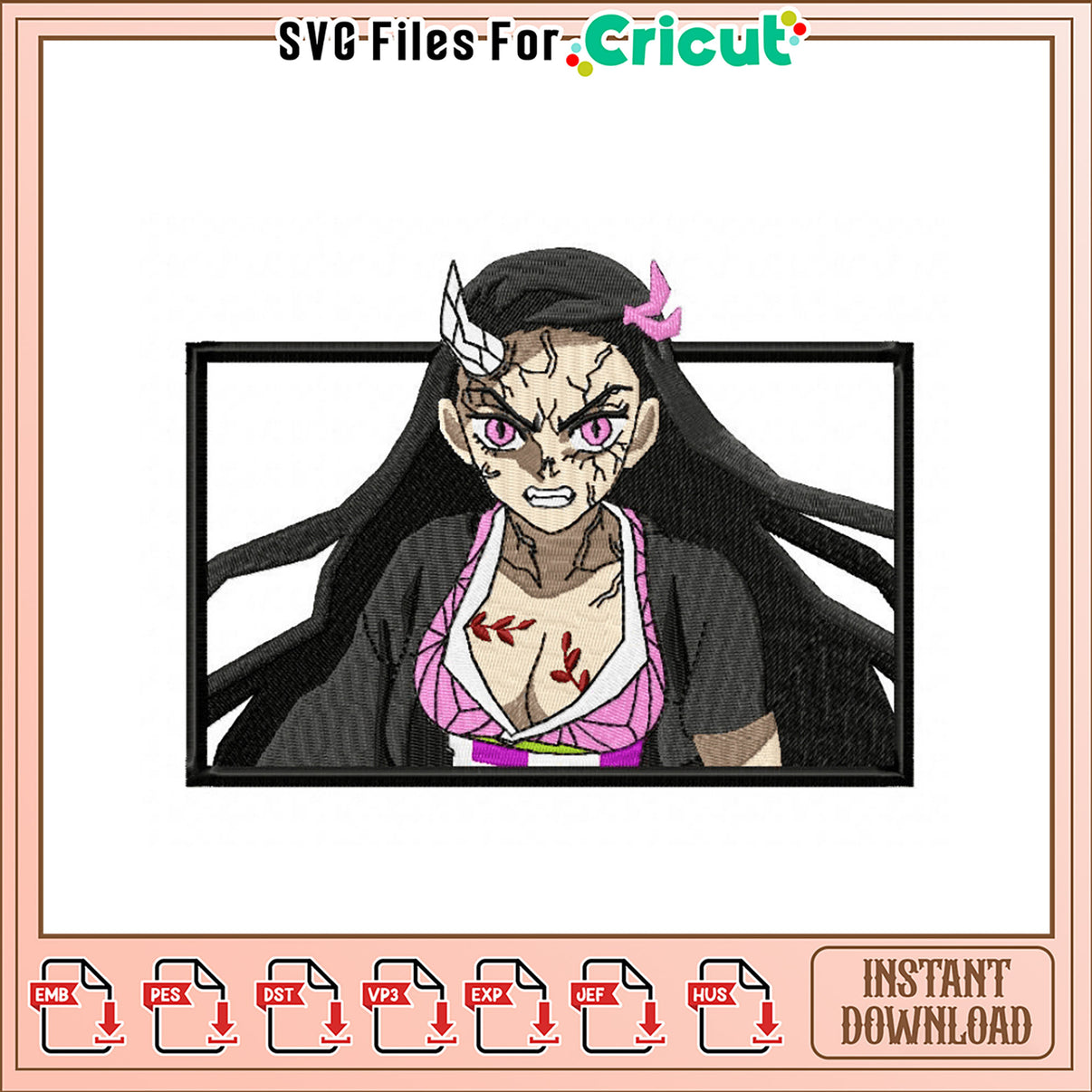 Demon Slayer Nezuko Embroidery Design Instant Download – svg files for ...