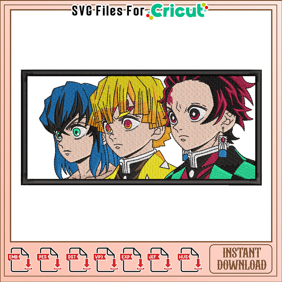 Demon Slayer Trio Embroidery Design – svg files for cricut