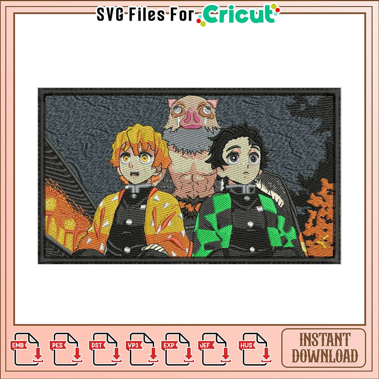 Demon Slayer Trio Embroidery Design Instant Download – svg files for cricut