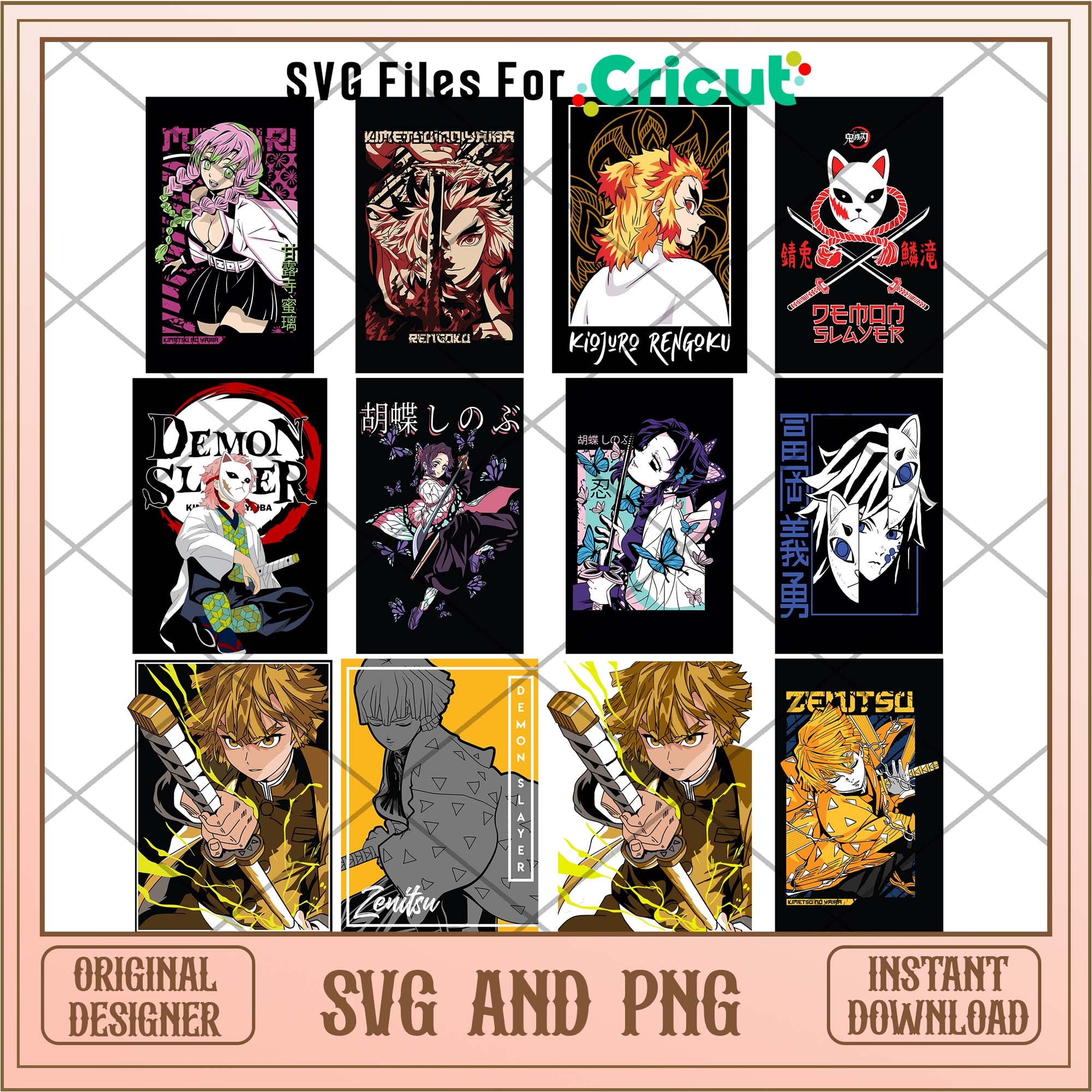 Demon Slayer Zenitsu characters svg bundle – svg files for cricut