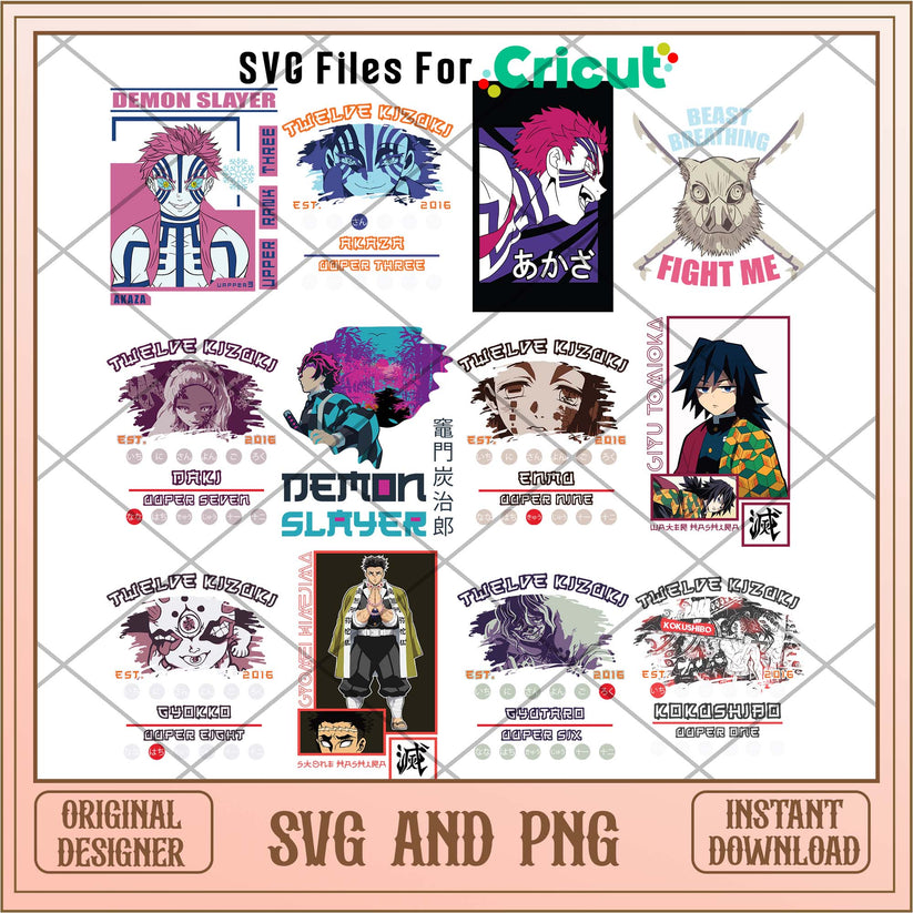 Demon Slayer logo characters svg bundle – svg files for cricut