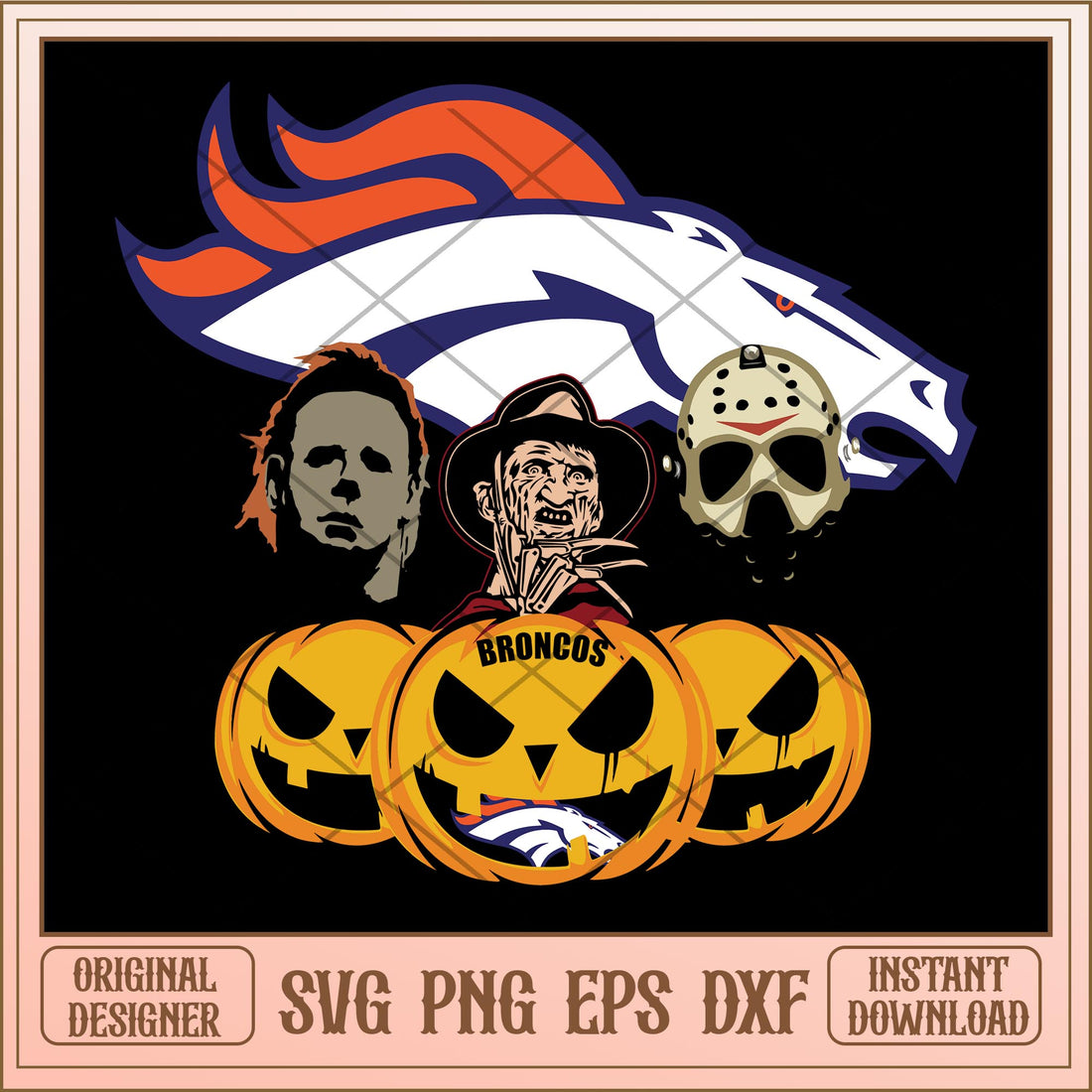 Denver Broncos Horror Movies bundle svg, Horror characters svg, digita ...