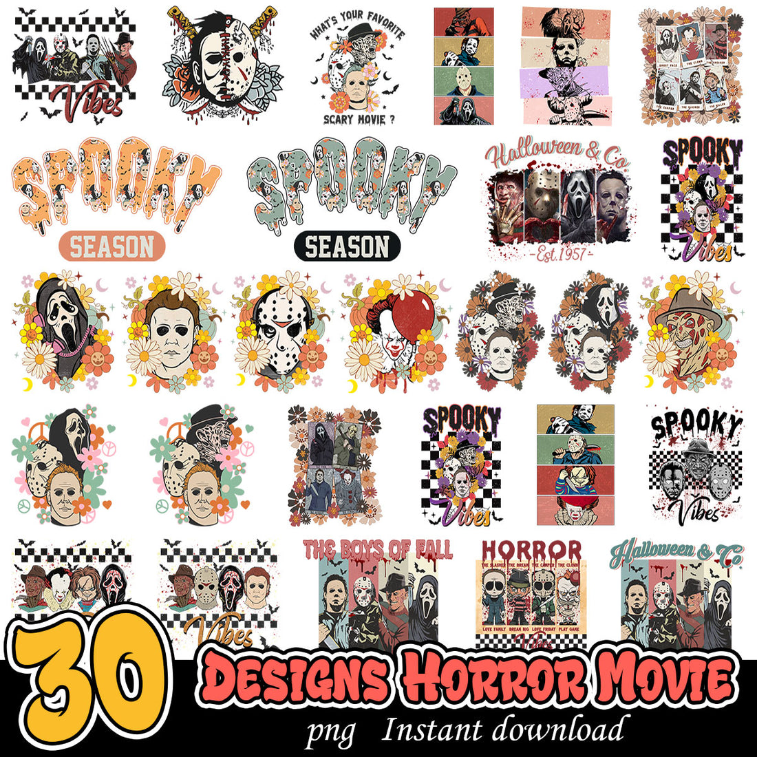 Design Horror Movie Bundle png, Horror movies characters bundle – svg ...