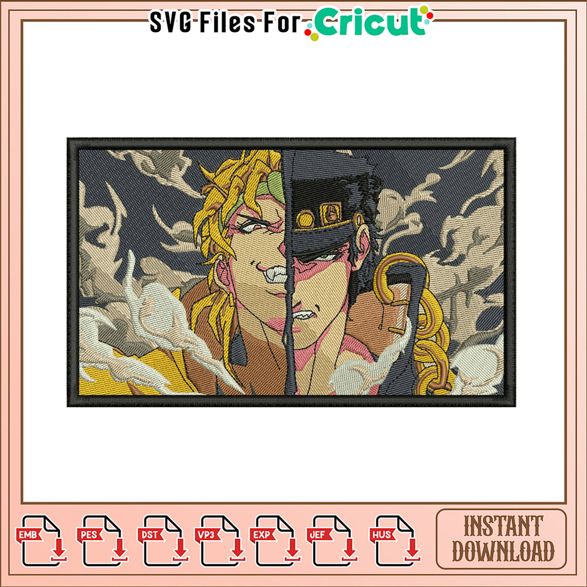 Dio & Jotaro Embroidery Design Instant Download – svg files for cricut