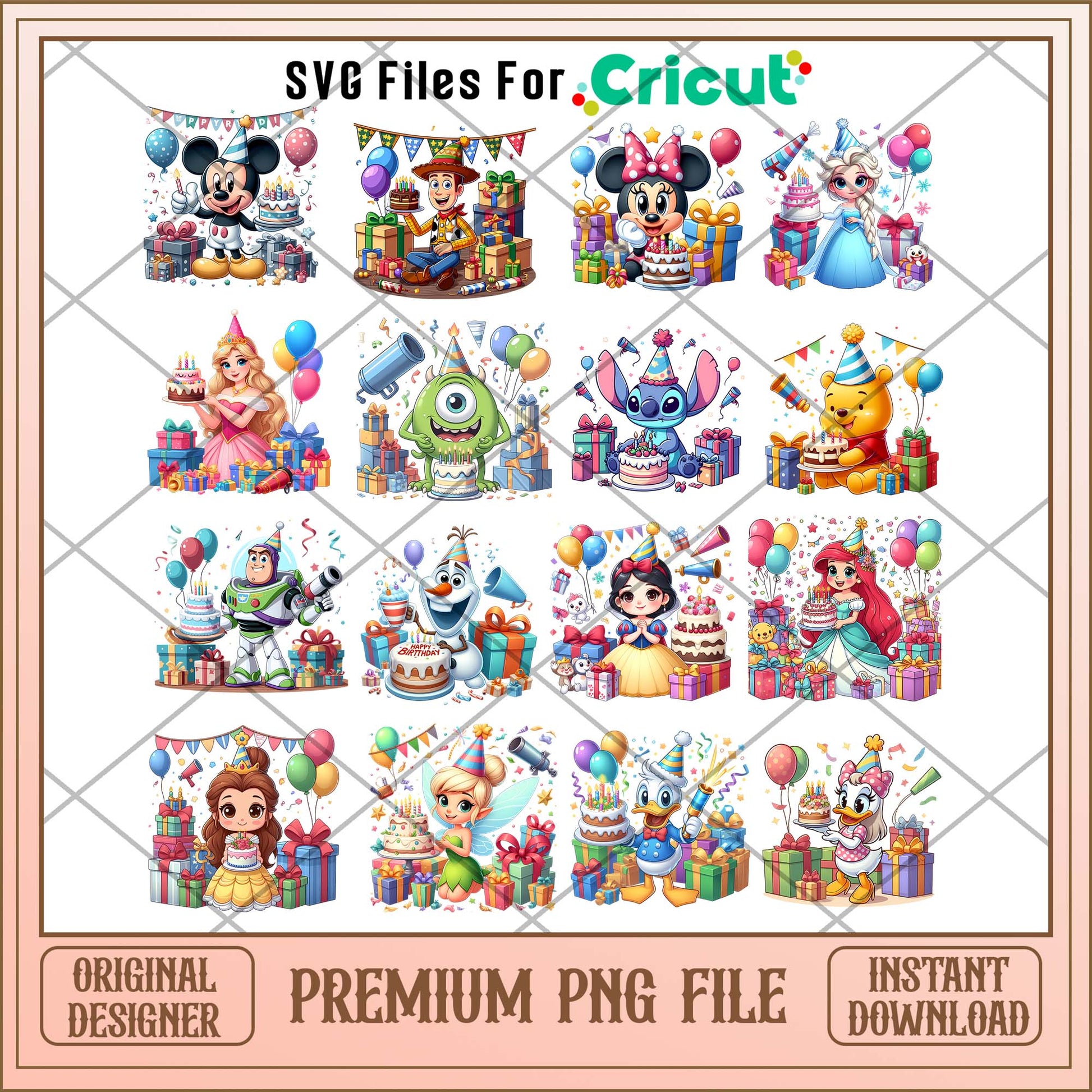 Disney Birthday png bundle, Disney chibi movies bundle, Disney png ...