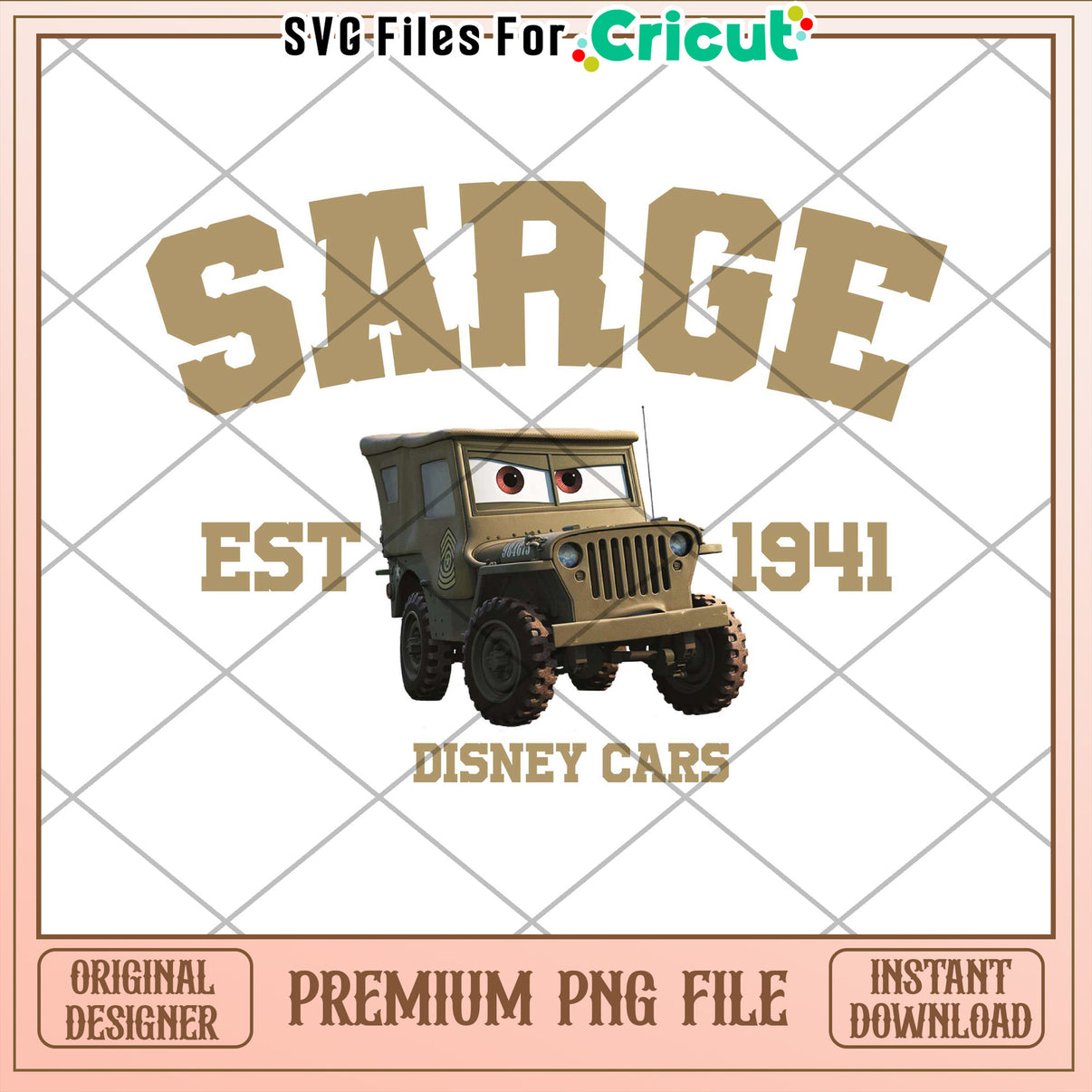 Disney Cars Sarge PNG Instant Download – svg files for cricut