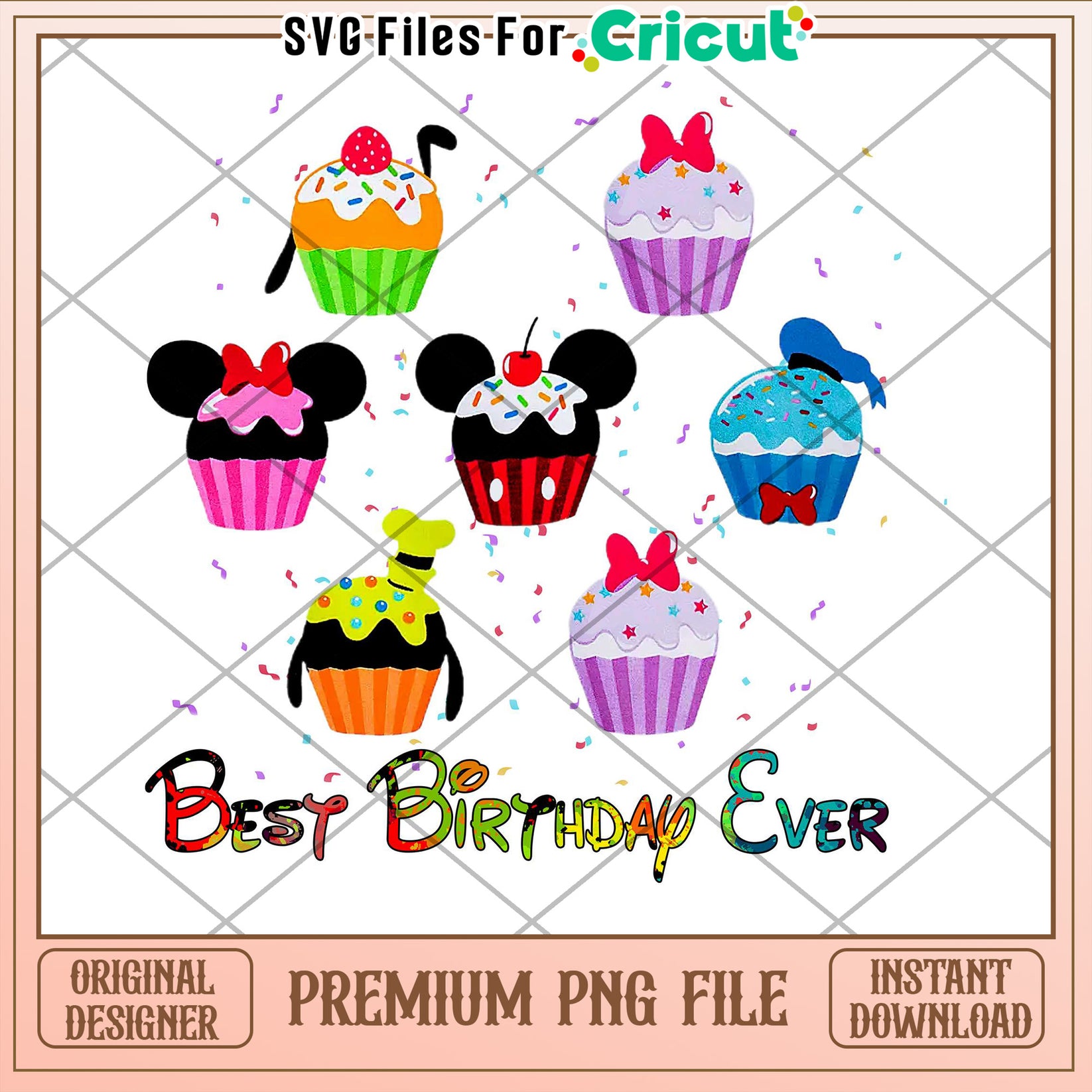 Disney Cupcake Birthday PNG Instant Download – svg files for cricut
