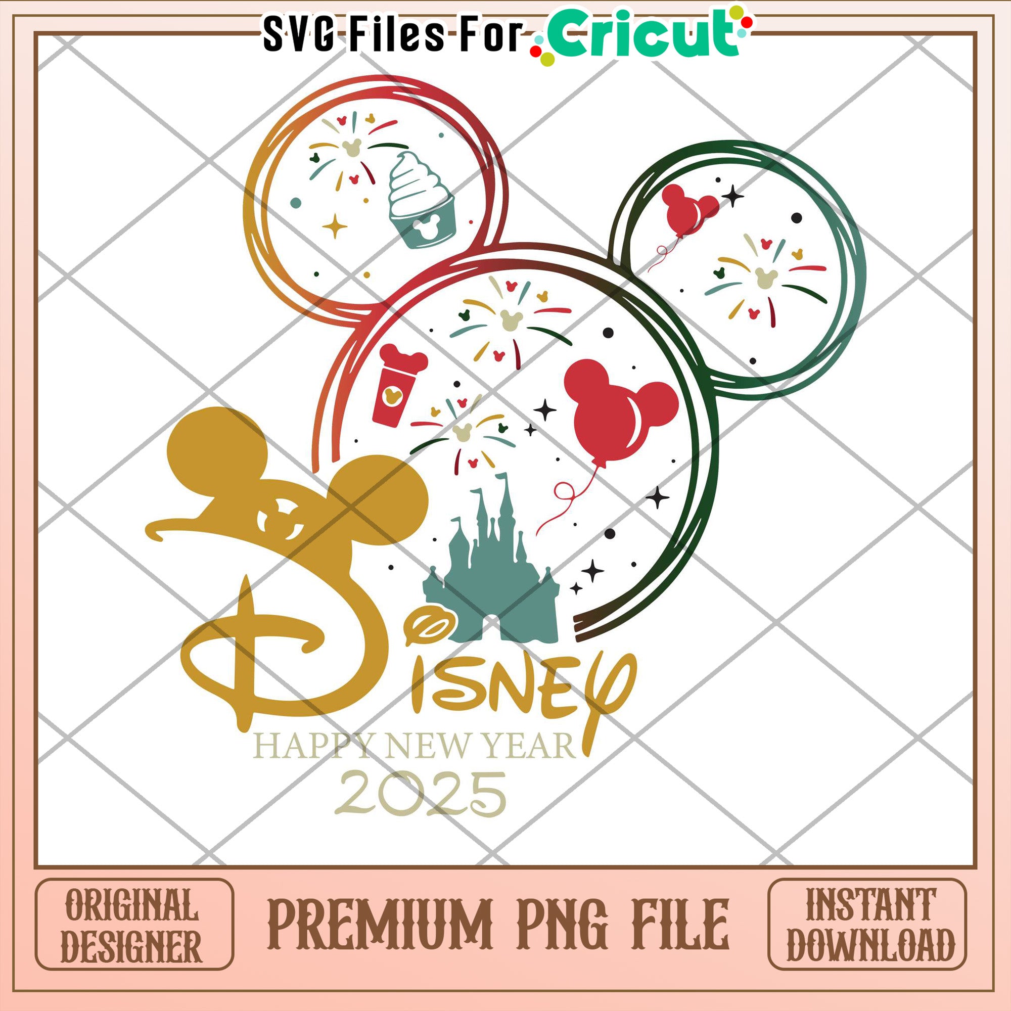Disney Happy New Year 2025 PNG Design – svg files for cricut