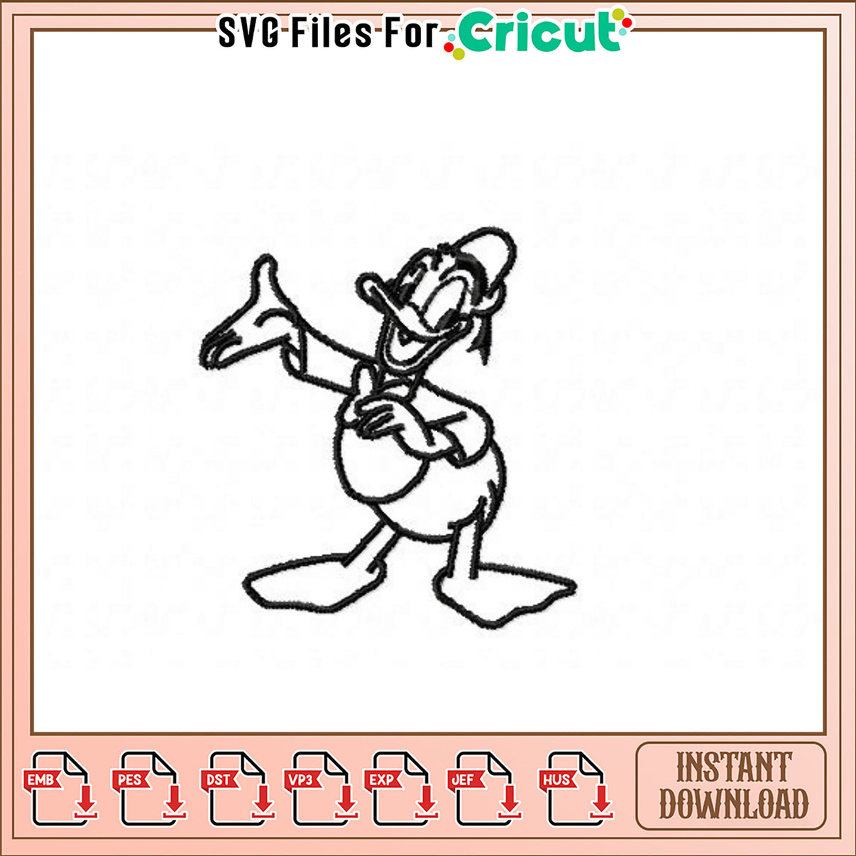 Disney Inspired Embroidery Design Donald Duck Outline – svg files for ...