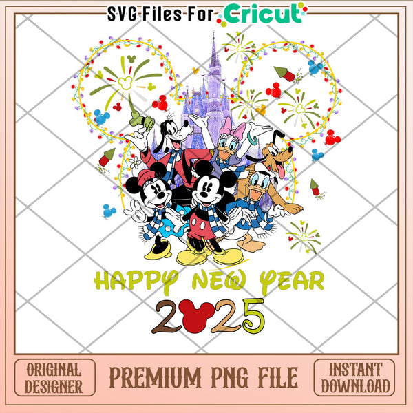 Disney Mickey Mouse Happy New Year 2025 PNG – svg files for cricut