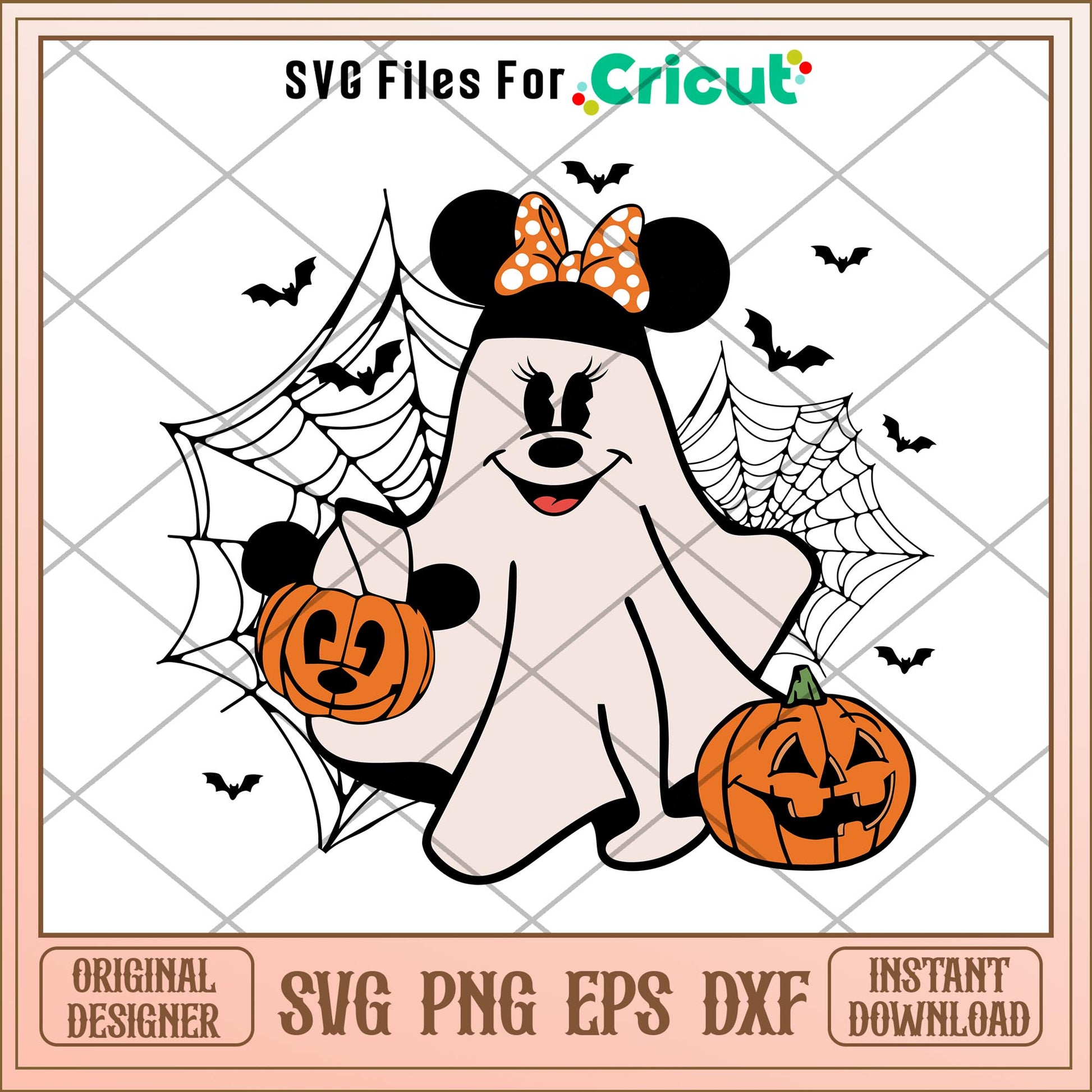 Disney Minnie Mouse Ghost Pumpkin svg, Disney characters svg, Digital ...