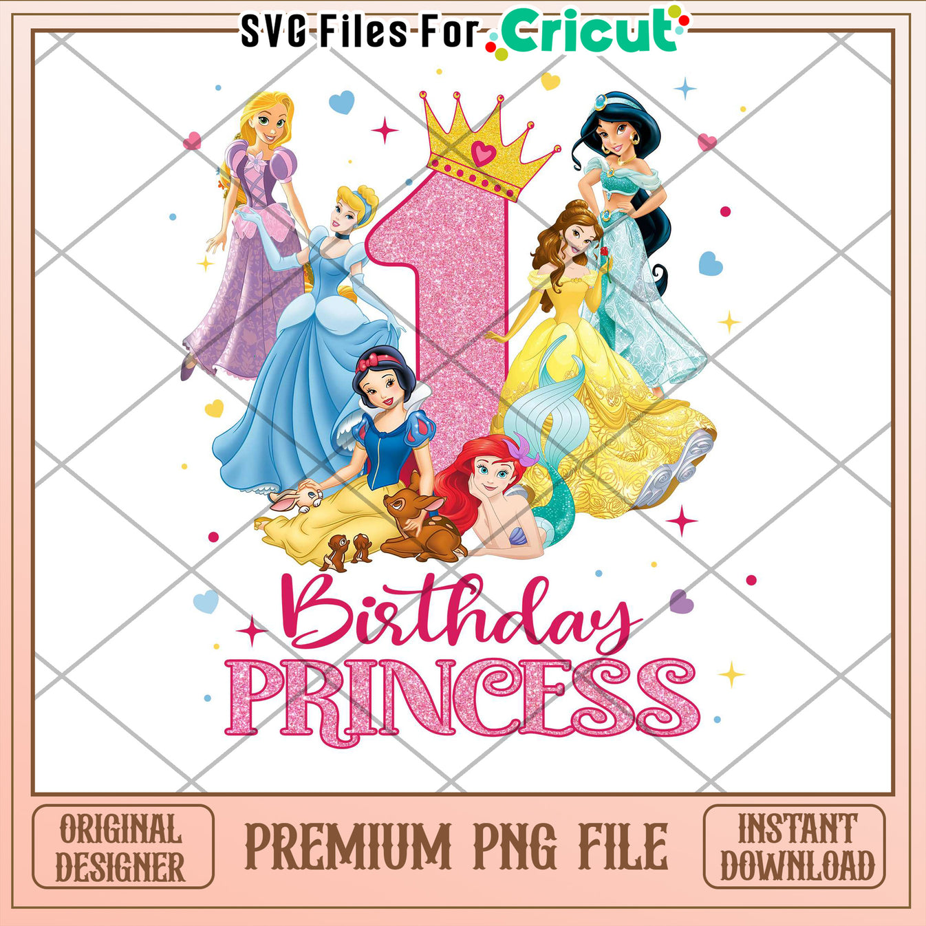 Disney Princess 1st Birthday PNG – svg files for cricut