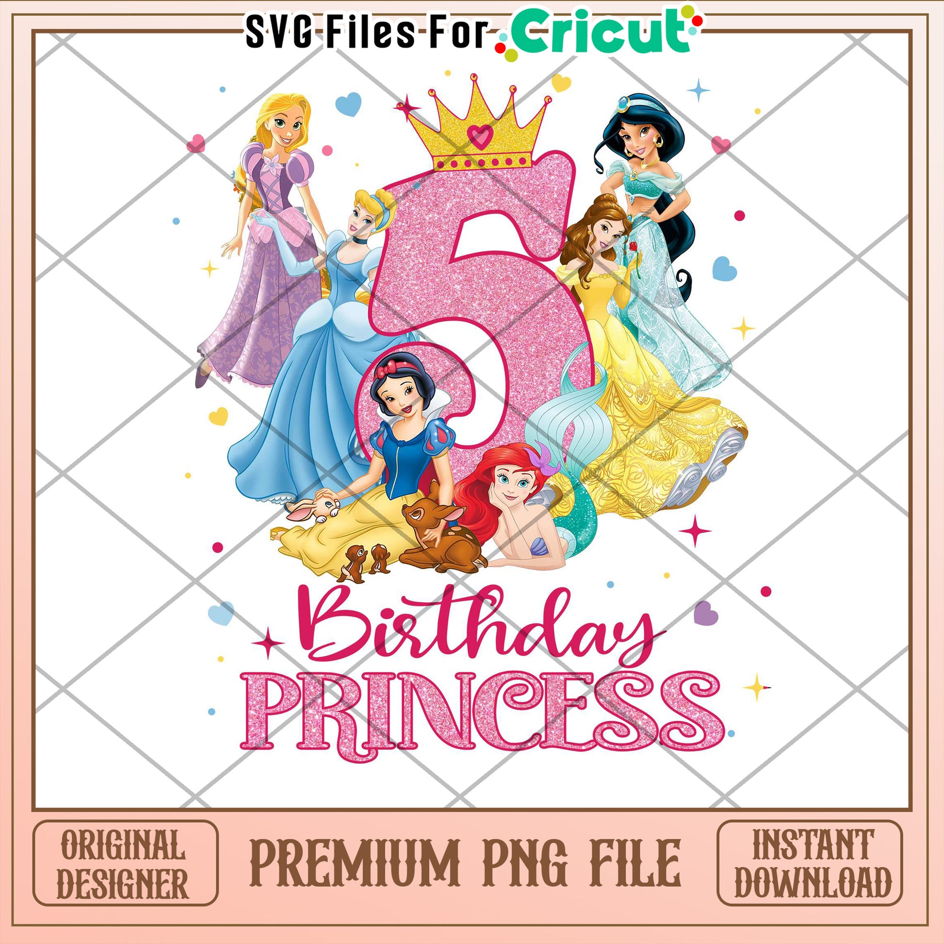 Disney Princess 5th Birthday PNG – svg files for cricut