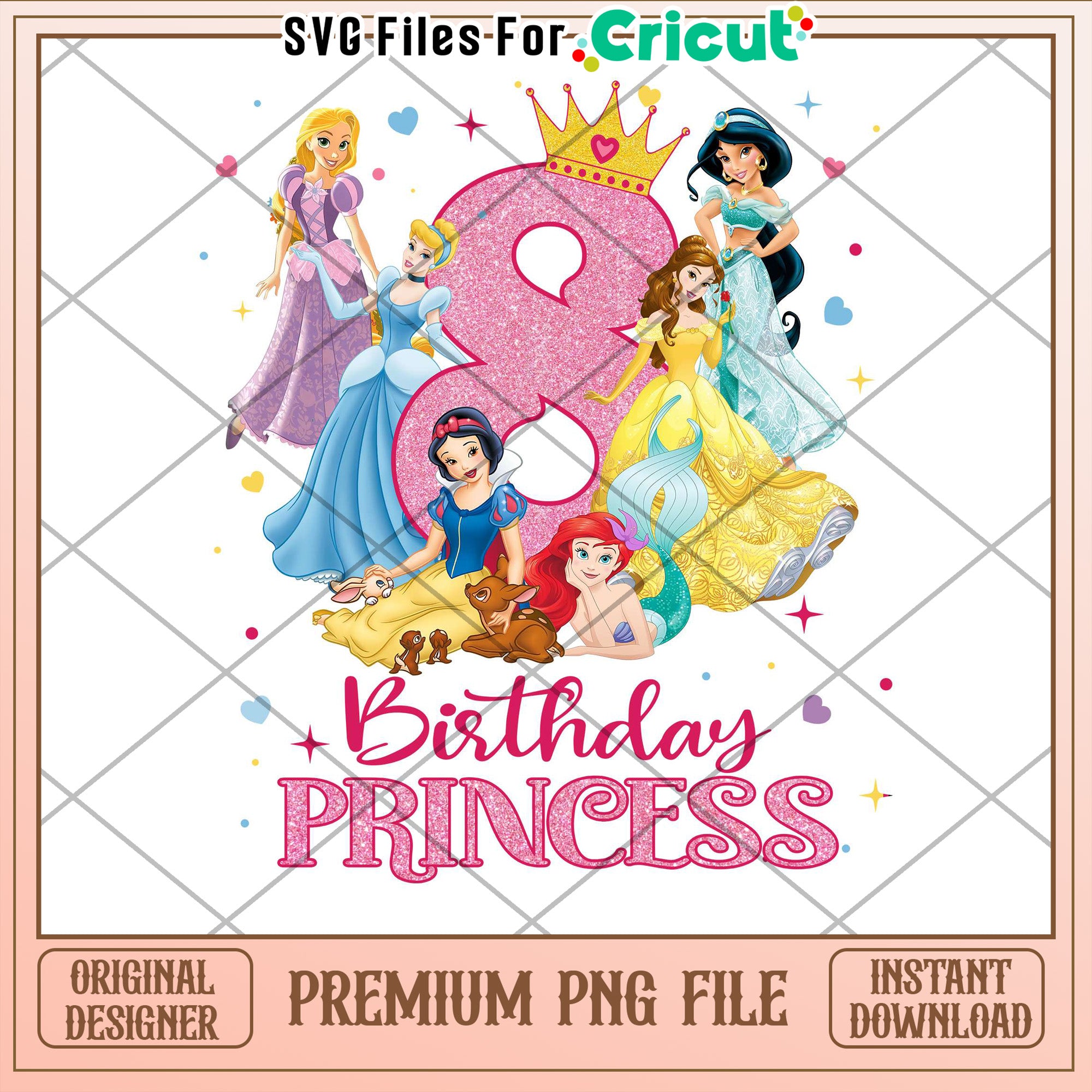 Disney Princess 8th Birthday PNG – svg files for cricut