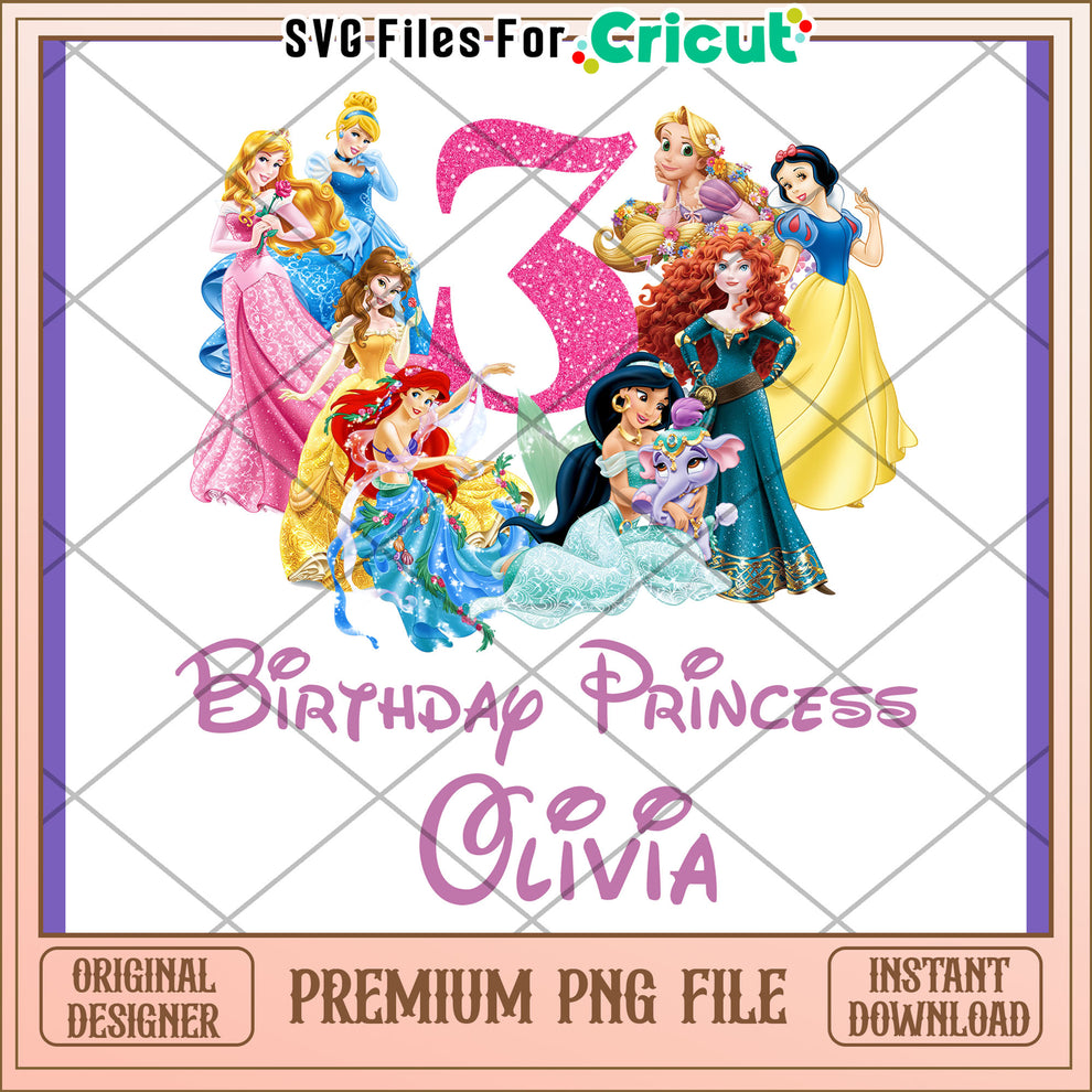 Disney Princess Birthday PNG 3rd Birthday – svg files for cricut