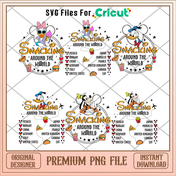 Disney Snacking around the world png bundle – svg files for cricut