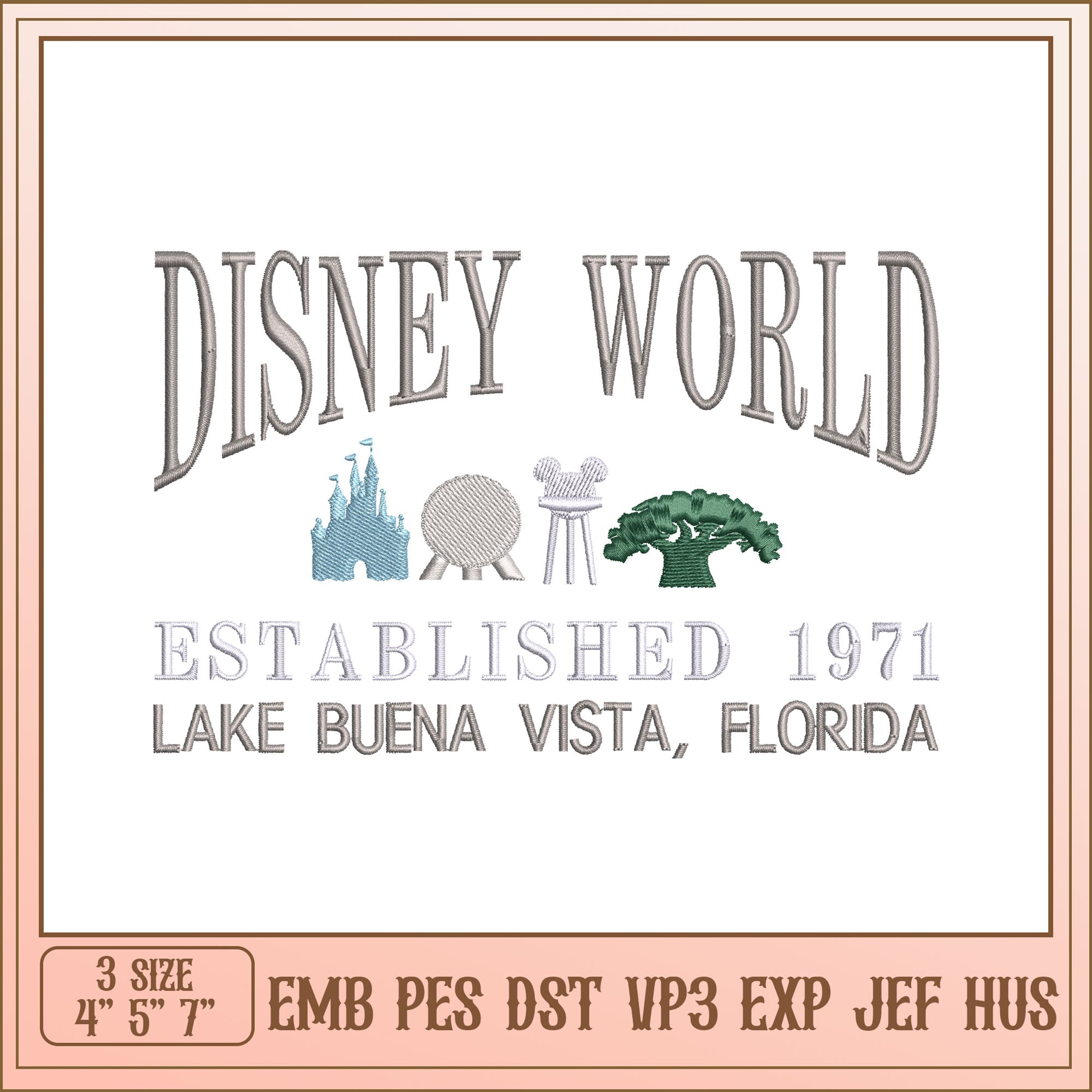 Disney World Embroidery Design – svg files for cricut