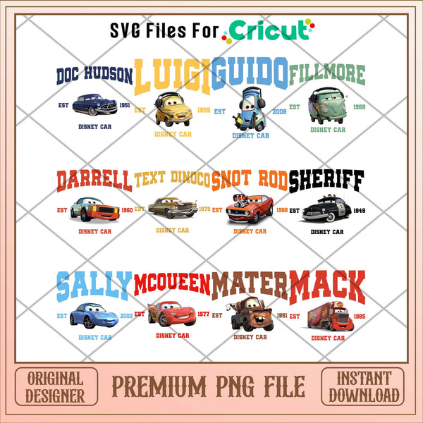 Disney Cars movie characters png bundle – svg files for cricut