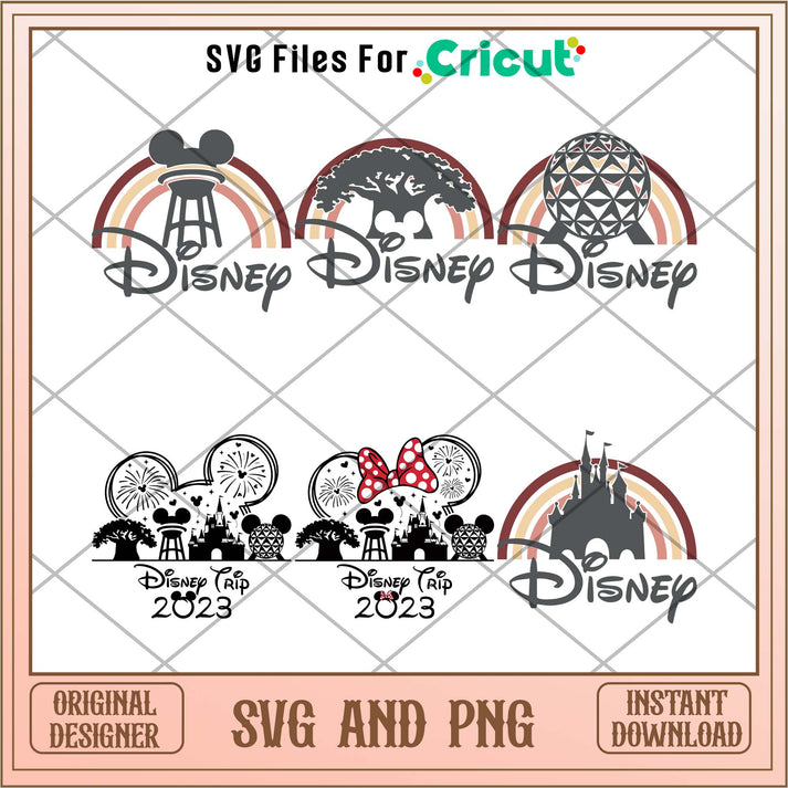 Disney cartoon world gray logo svg bundle – svg files for cricut